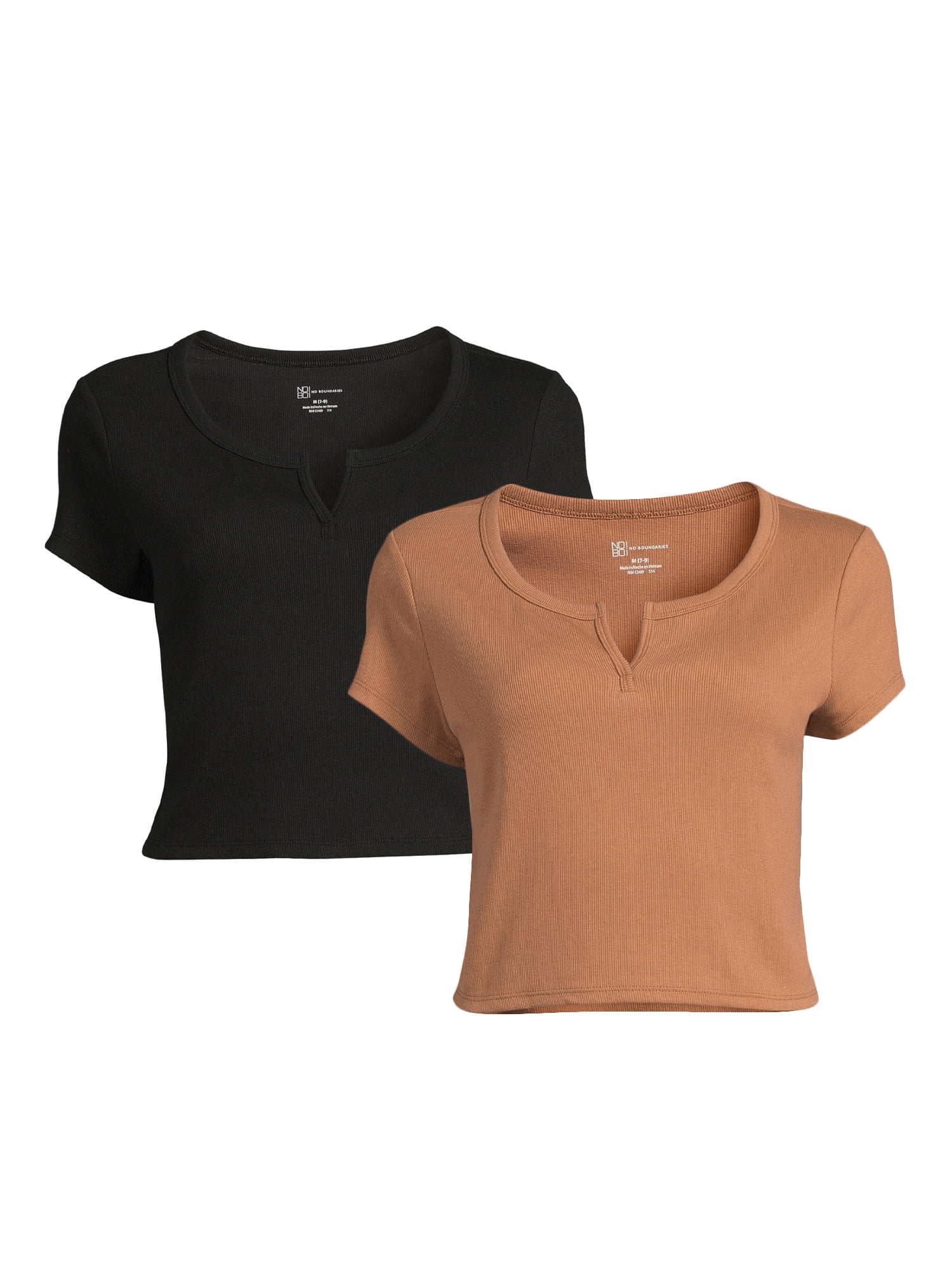 No Boundaries Juniors Notch Neck Tee, 2-Pack - Walmart.com