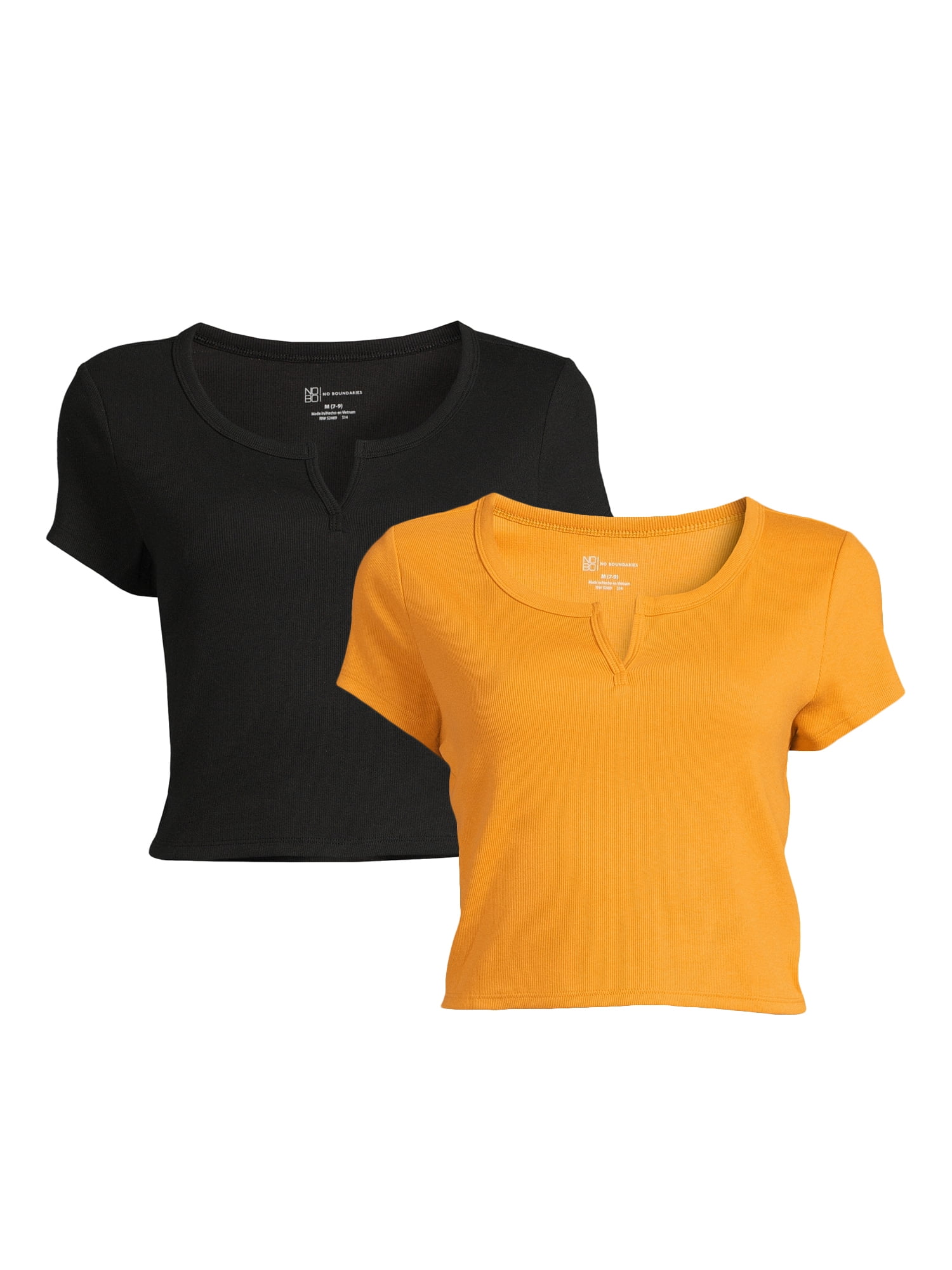 No Boundaries Juniors Notch Neck Tee, 2-Pack - Walmart.com