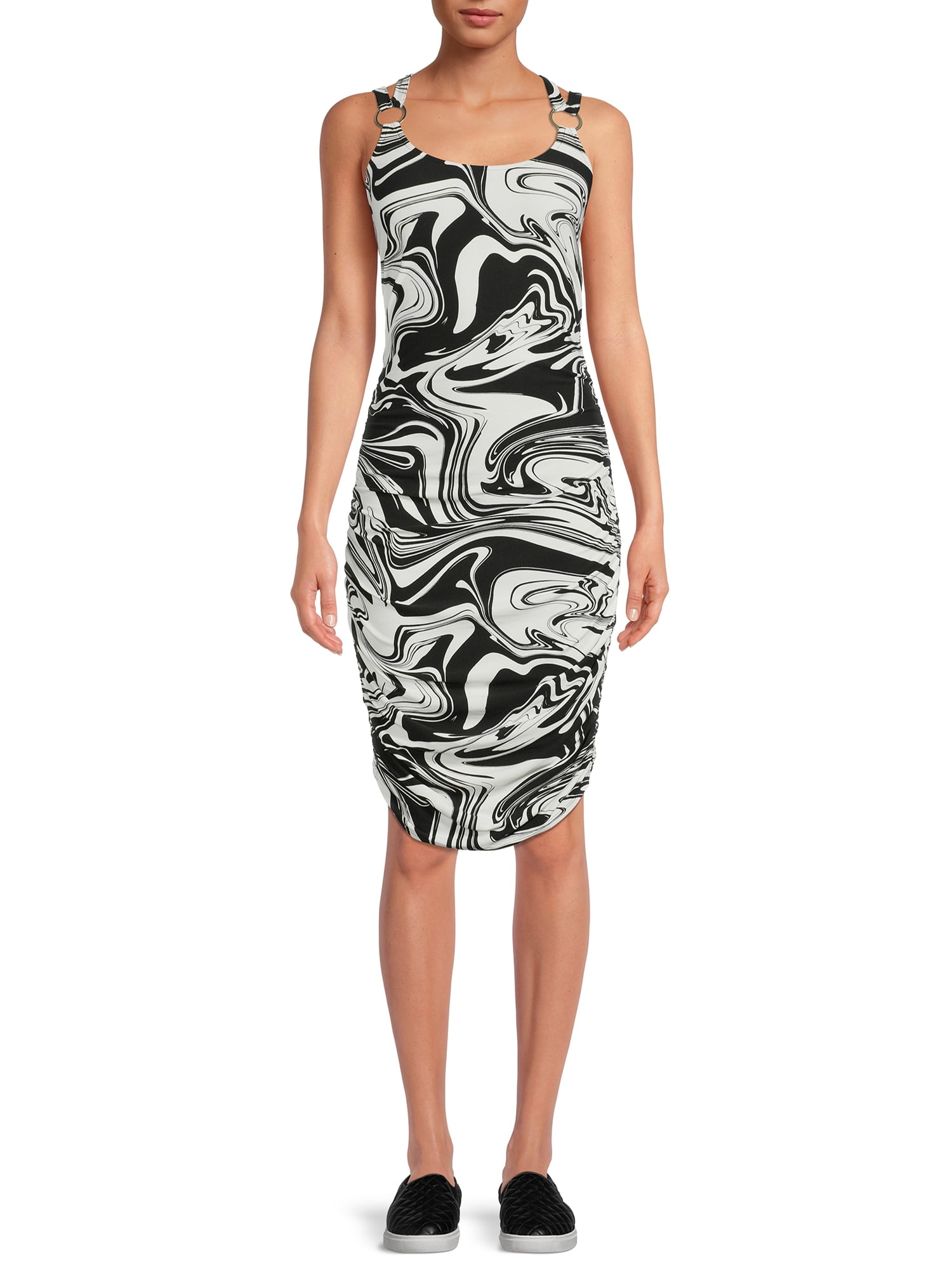 No Boundaries Juniors' Sleek Sexy O-Ring Bodycon Dress with Ruched ...