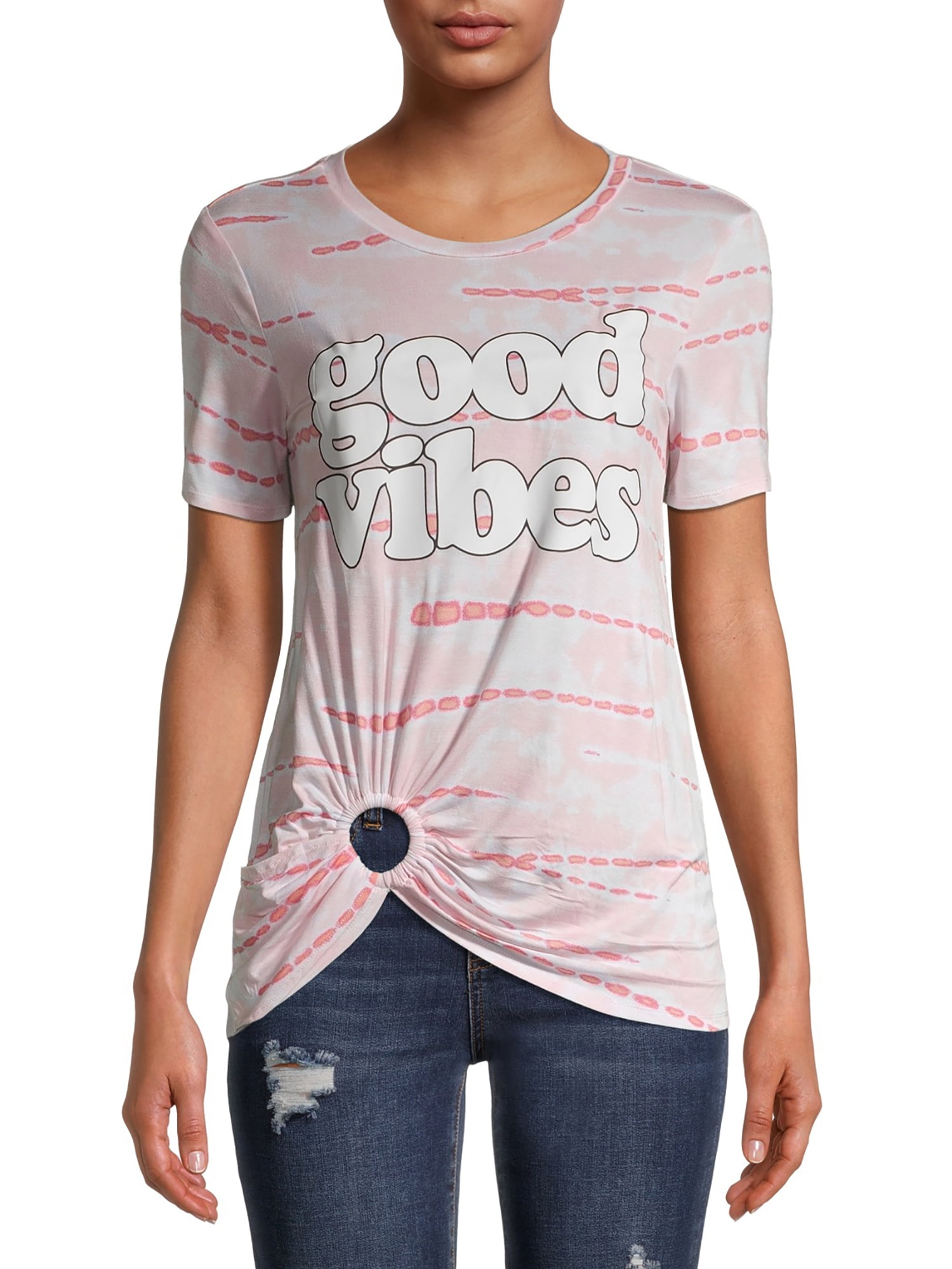 No Boundaries Juniors' O-Ring T-Shirt with Short Sleeves - Walmart.com