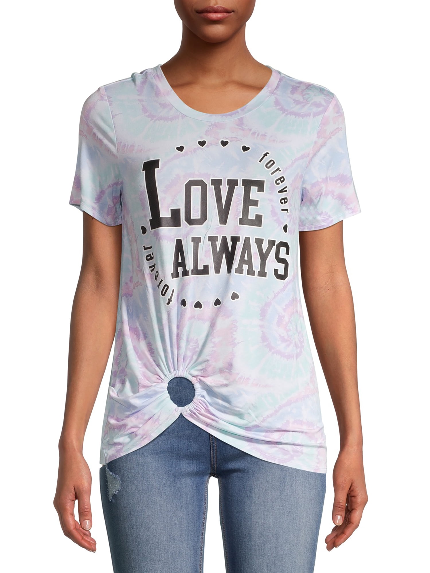 No Boundaries Juniors' O-Ring T-Shirt with Short Sleeves - Walmart.com