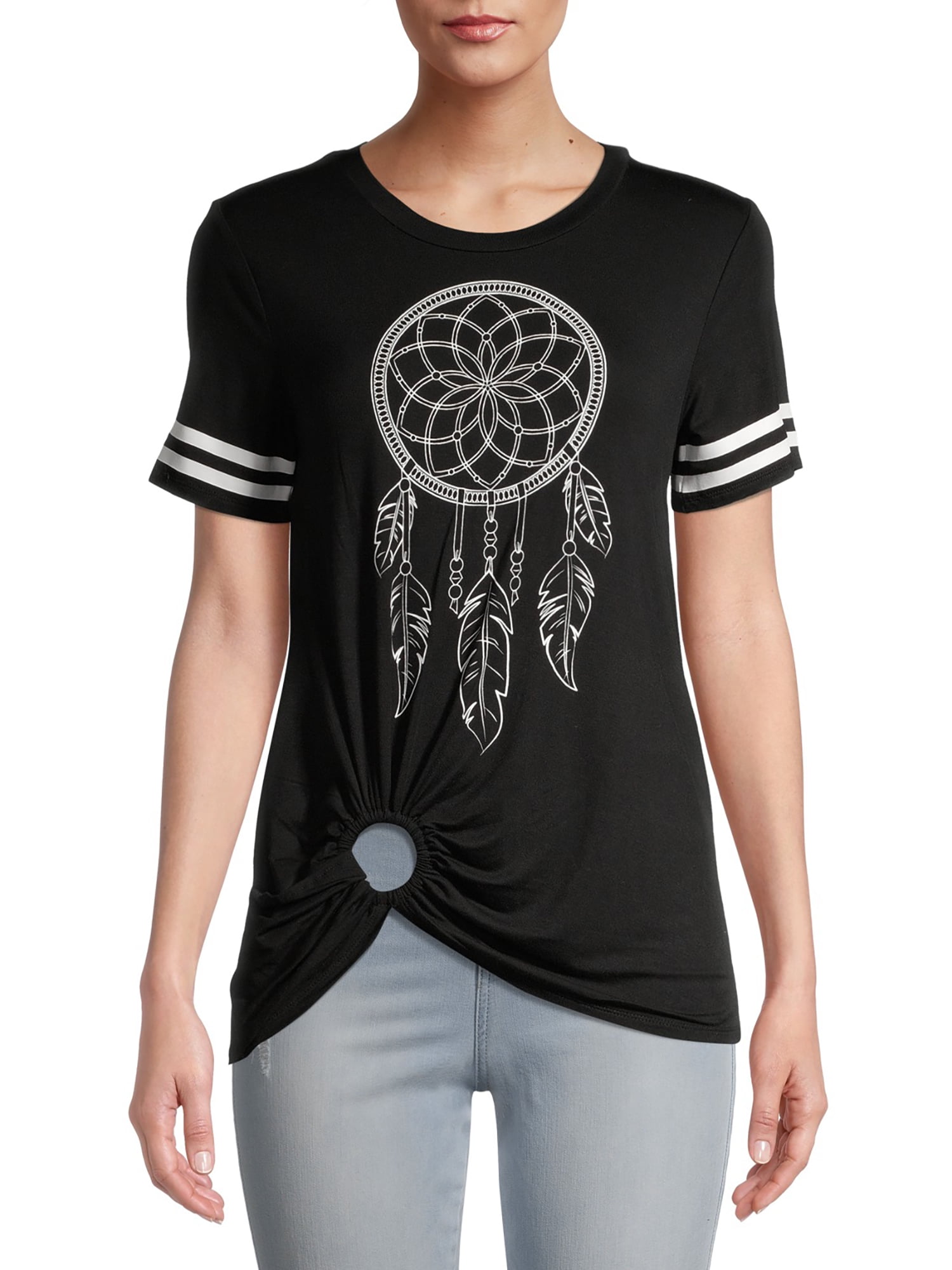 No Boundaries Juniors' O-Ring T-Shirt with Short Sleeves - Walmart.com