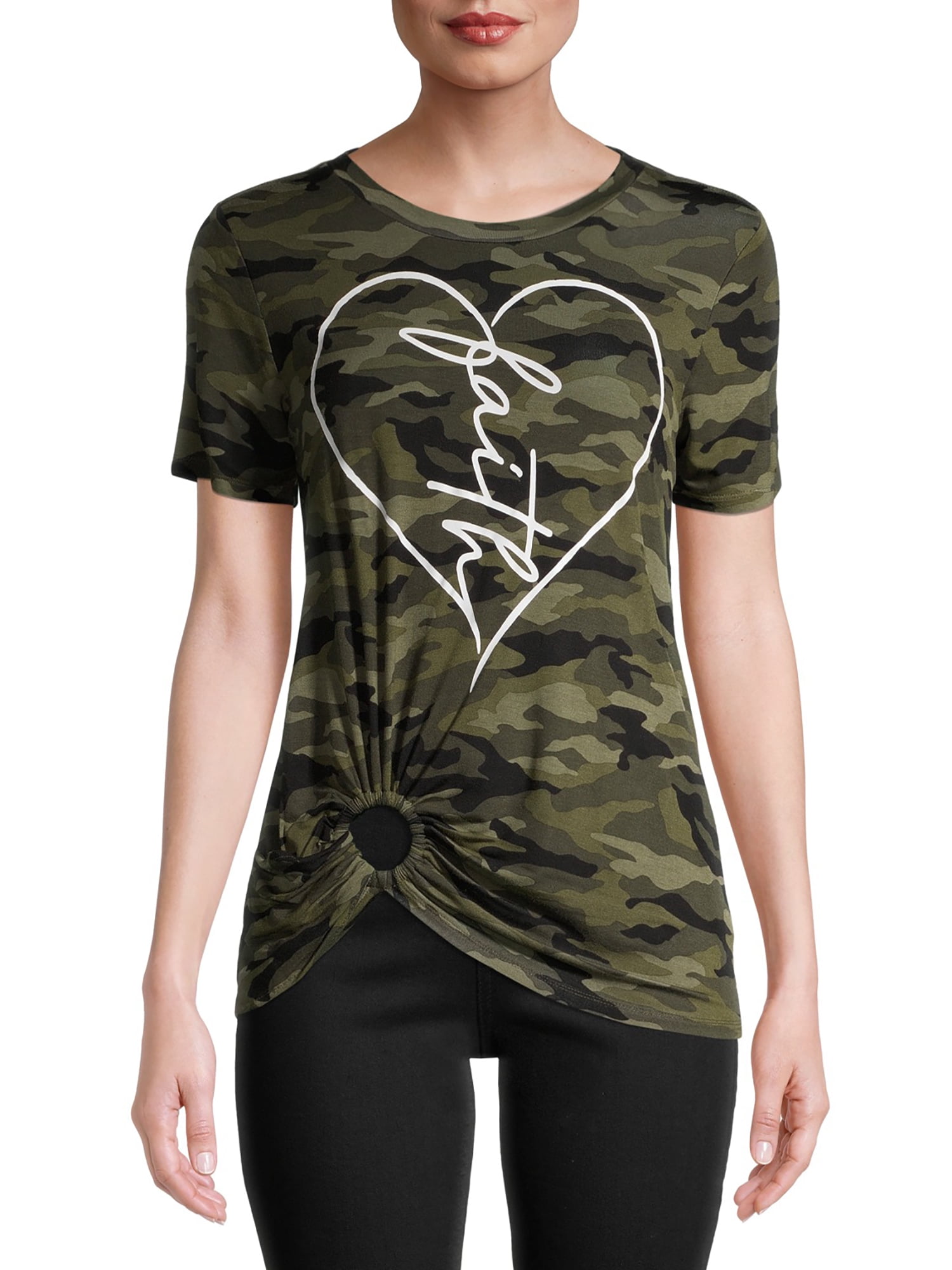 No Boundaries Juniors' O-Ring T-Shirt with Short Sleeves - Walmart.com