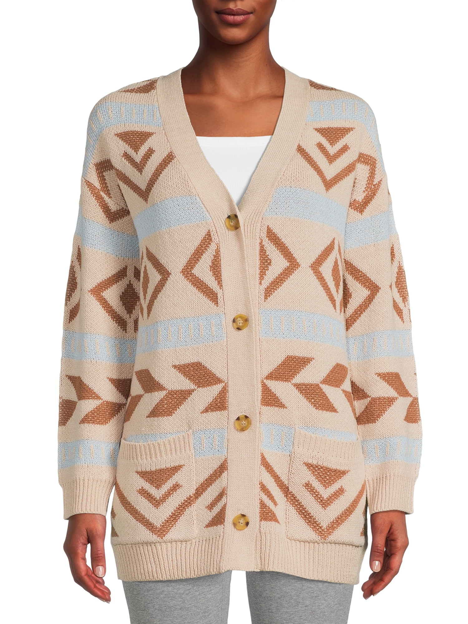 No Boundaries Juniors' Pattern Cardigan Sweater - Walmart.com