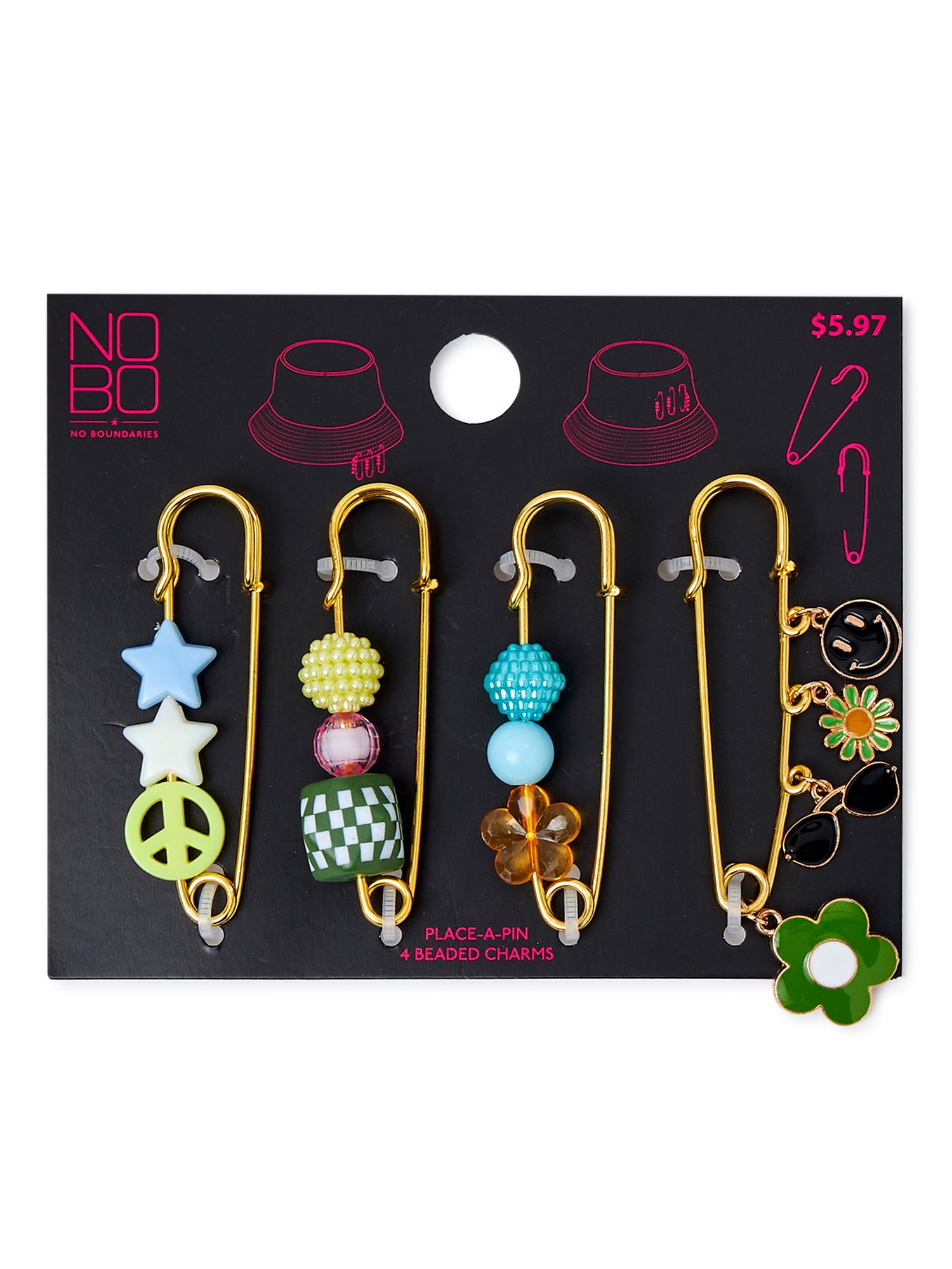 No Boundaries Juniors’ Place-a-Pin, 4-Pack - Walmart.com