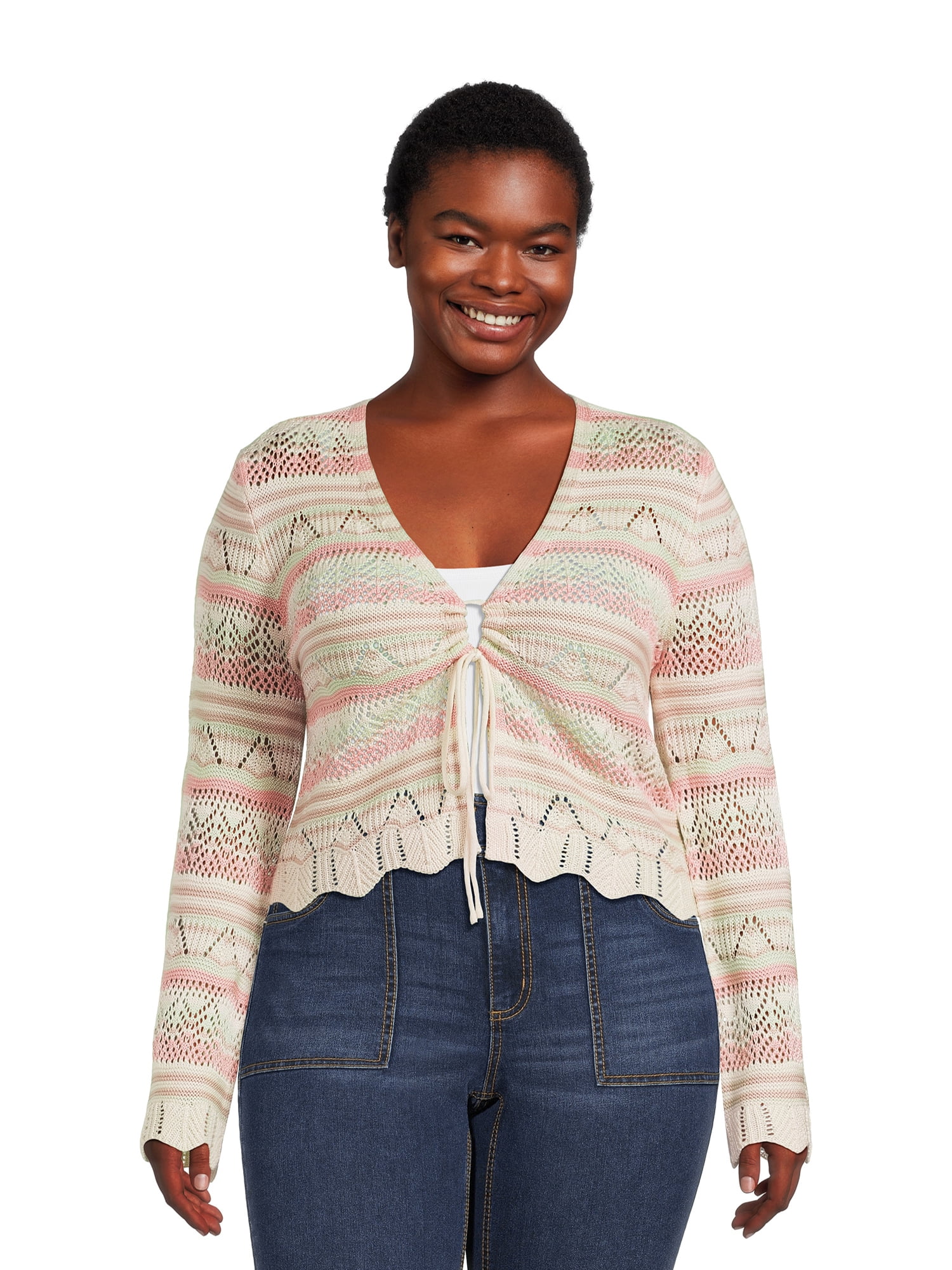 No Boundaries Juniors Plus Pointelle Cardigan - Walmart.com