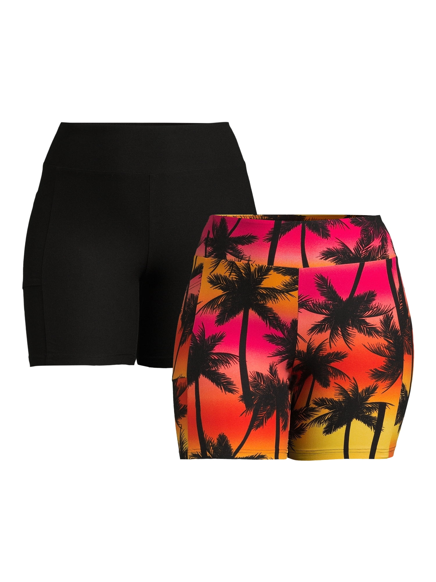 No Boundaries Juniors Plus Size Bike Shorts, 7" Inseam, 2-Pack, Sizes ...