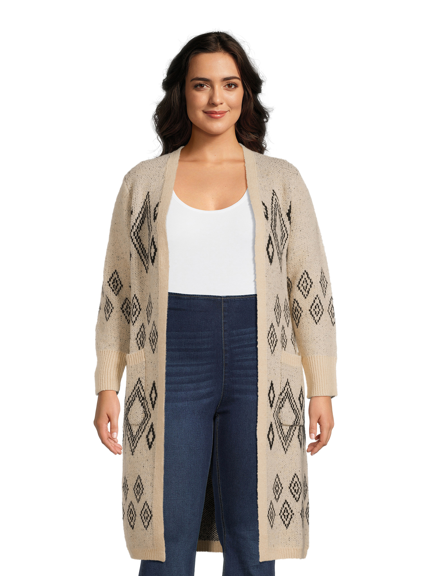 No Boundaries Juniors Plus Size Diamond Pattern Duster Cardigan ...