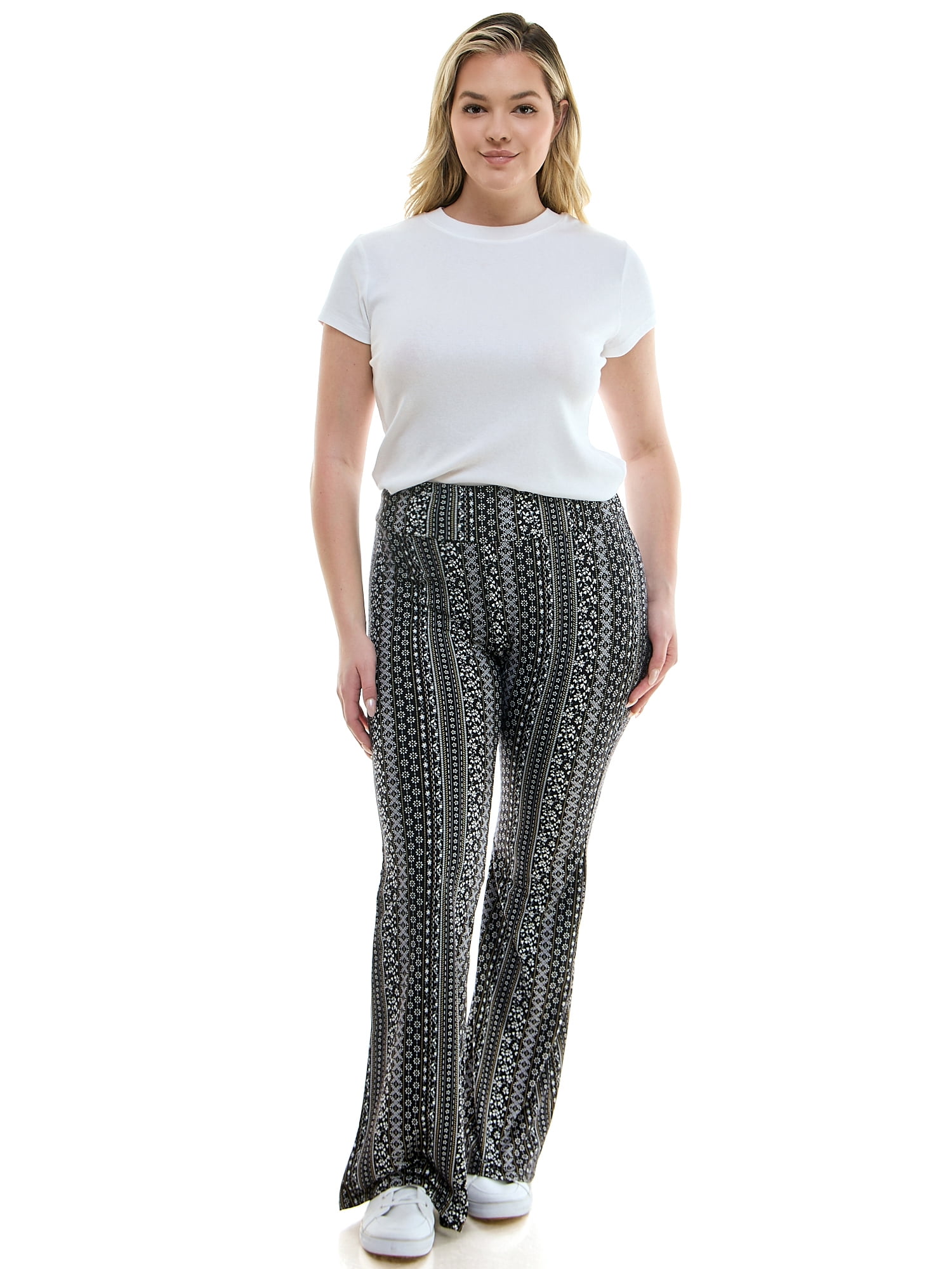 No Boundaries Flare Pants, 2-Pack, Women’s and Women’s Plus - Walmart.com