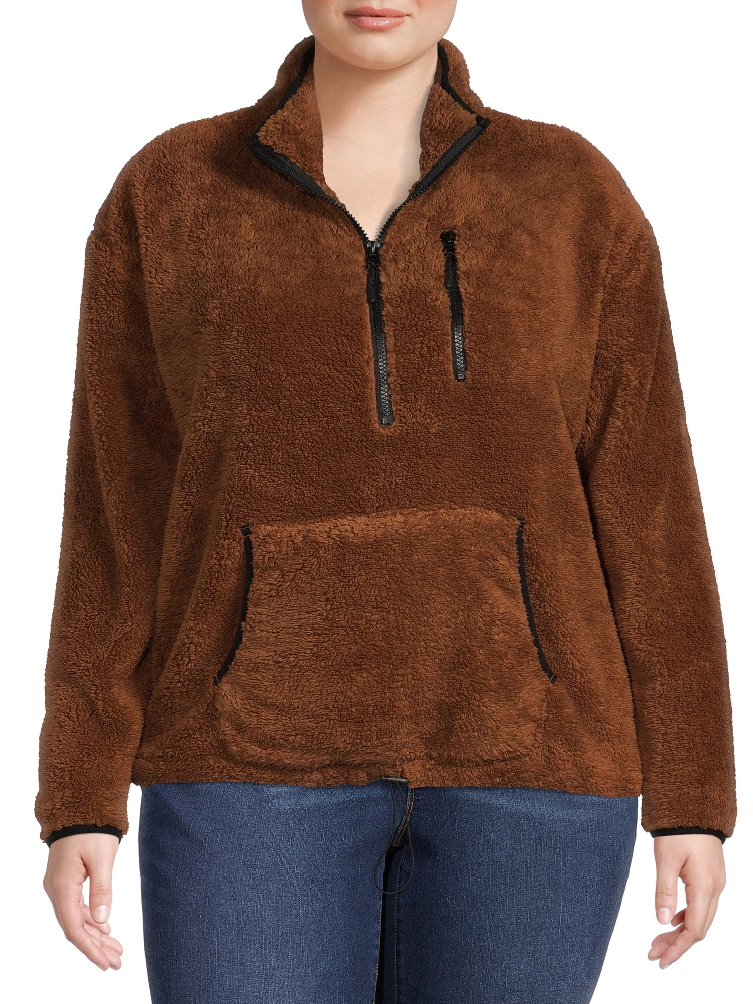 No Boundaries Juniors Plus Size Plush Half Zip Pullover - Walmart.com
