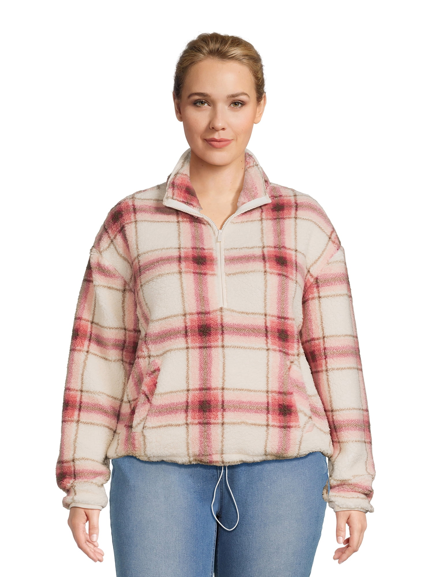 No Boundaries Juniors Plus Size Printed Plush Half Zip Pullover ...