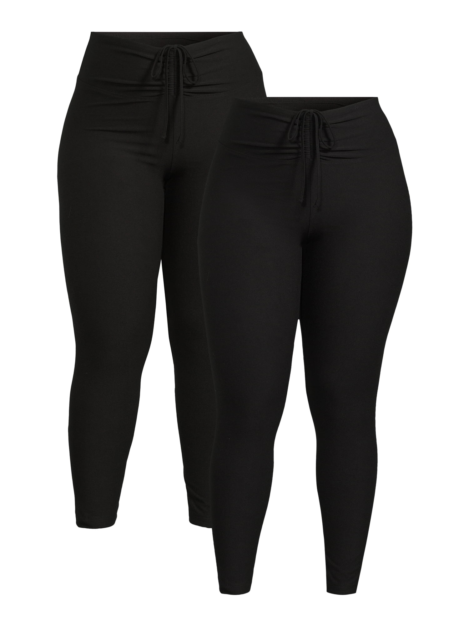 No Boundaries Juniors Plus Size Ruched Leggings, 27” Inseam, 2-Pack ...