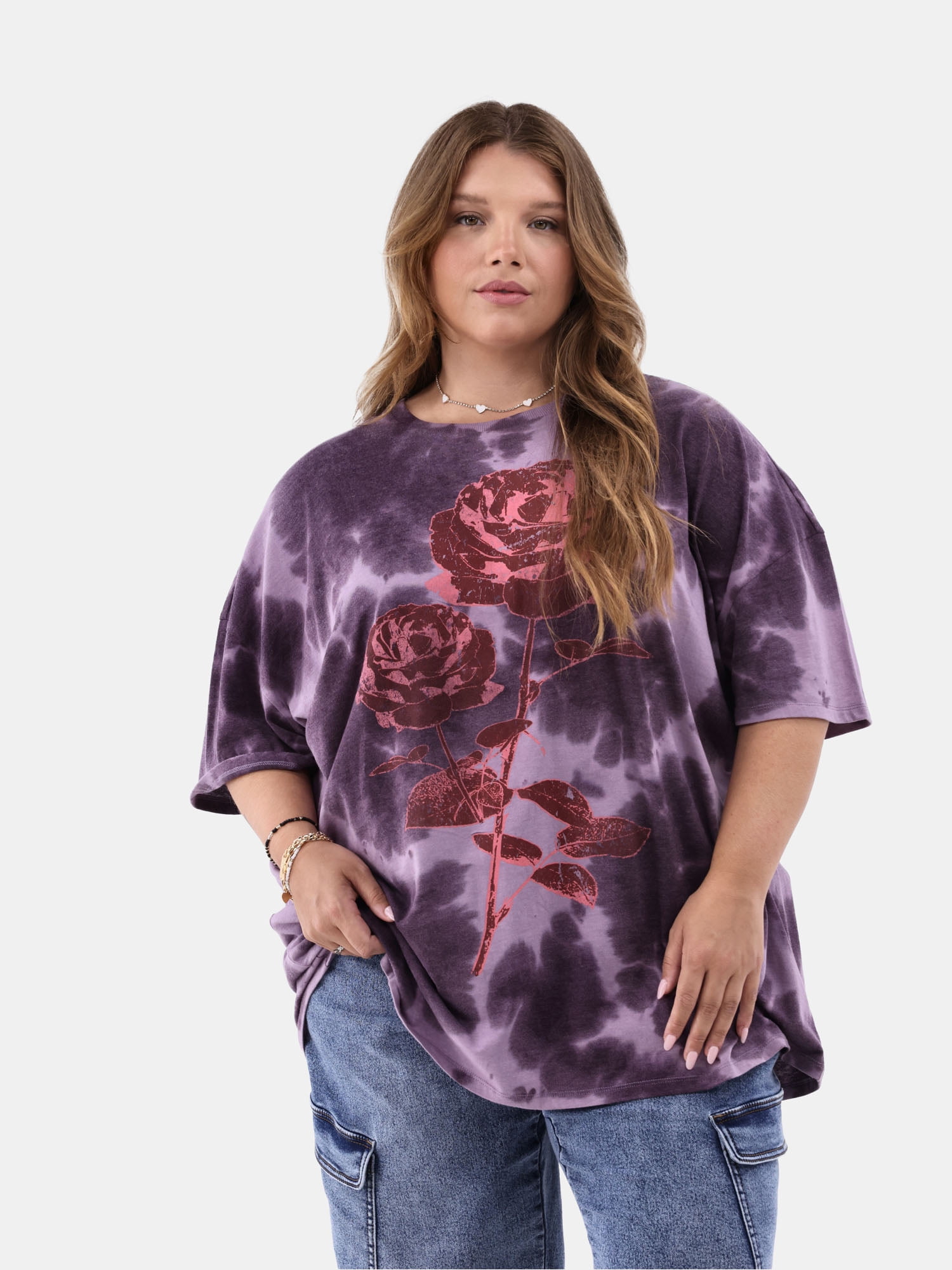 No Boundaries Graphic Boyfriend Tee, Women’s and Women’s Plus - Walmart.com