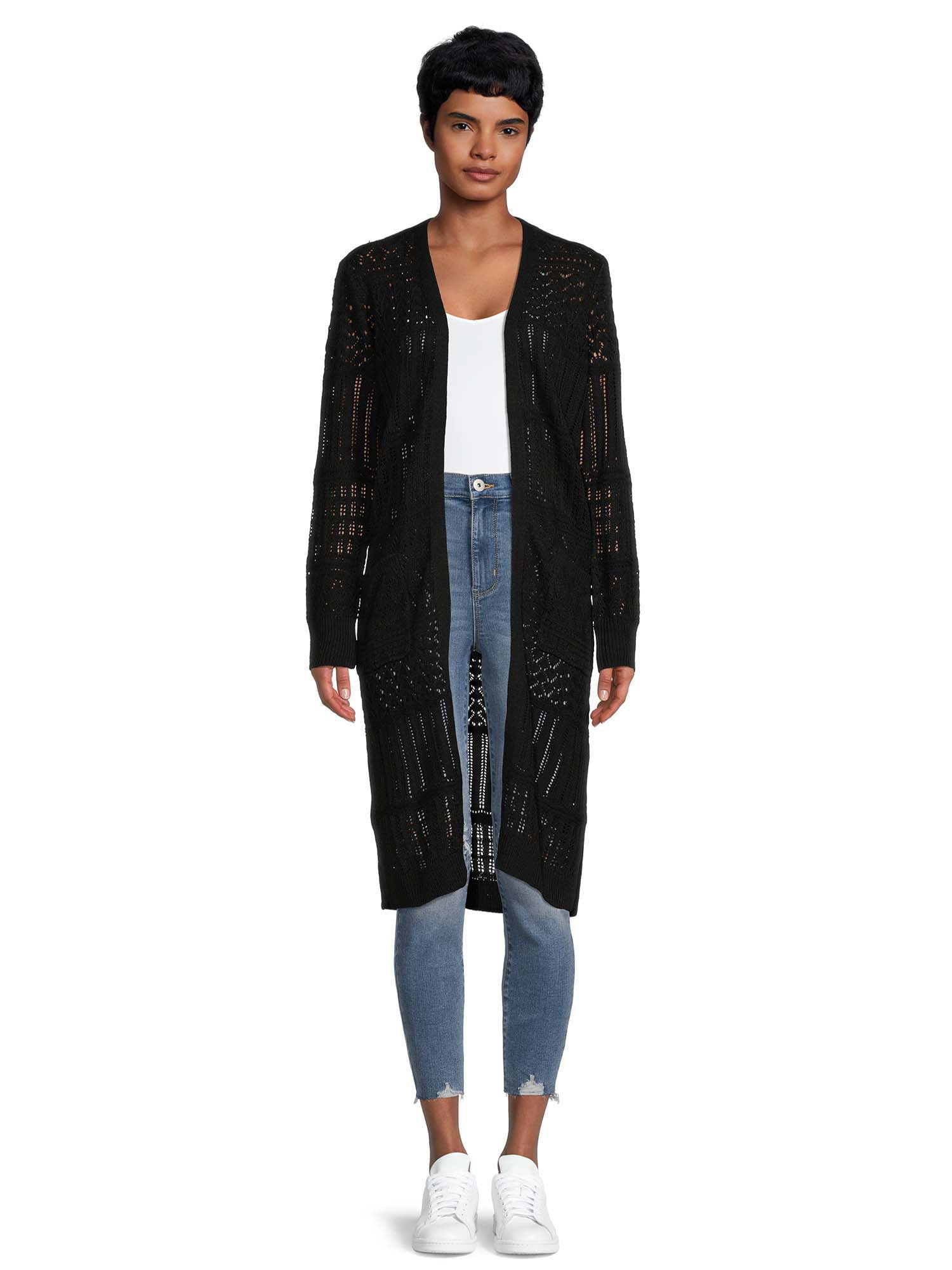 No Boundaries Juniors Pointelle Duster Cardigan Sweater, Lightweight ...