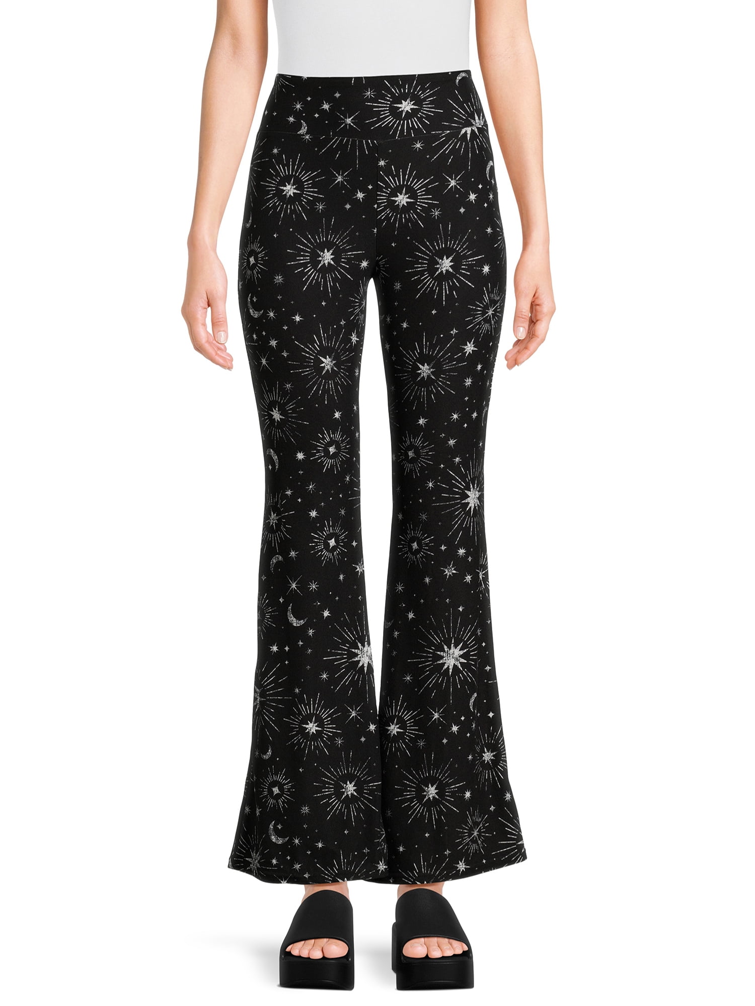 No Boundaries Juniors Print Flare Pants - Walmart.com