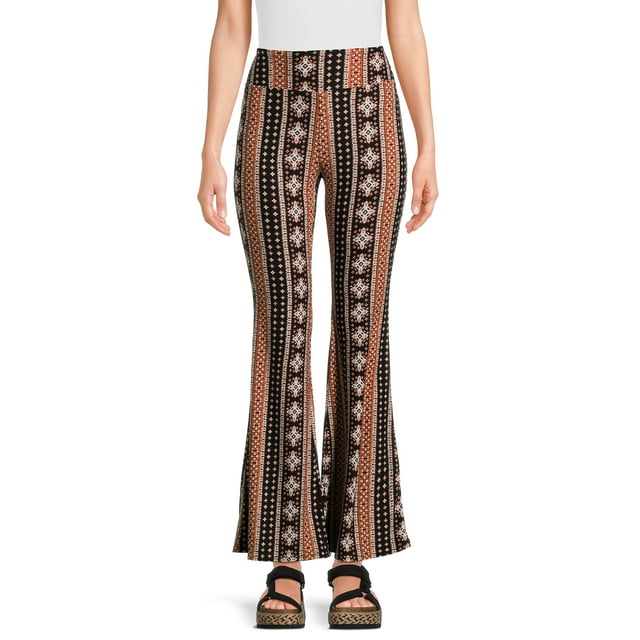 No Boundaries Juniors Print Flare Pants, 32" Inseam, Sizes XS-XXXL ...