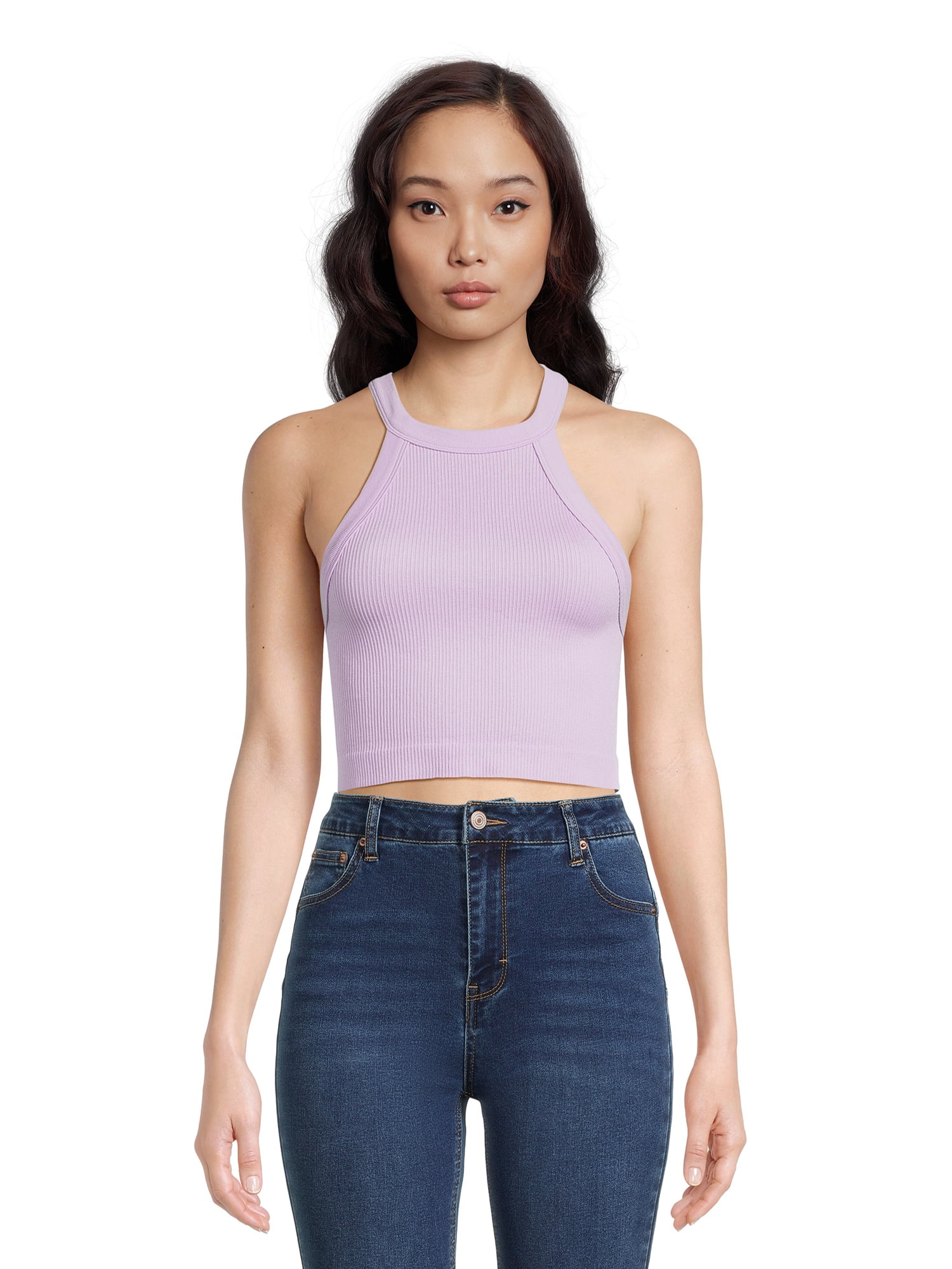 No Boundaries Seamless Racerback Tank Top, Women’s and Women’s Plus ...