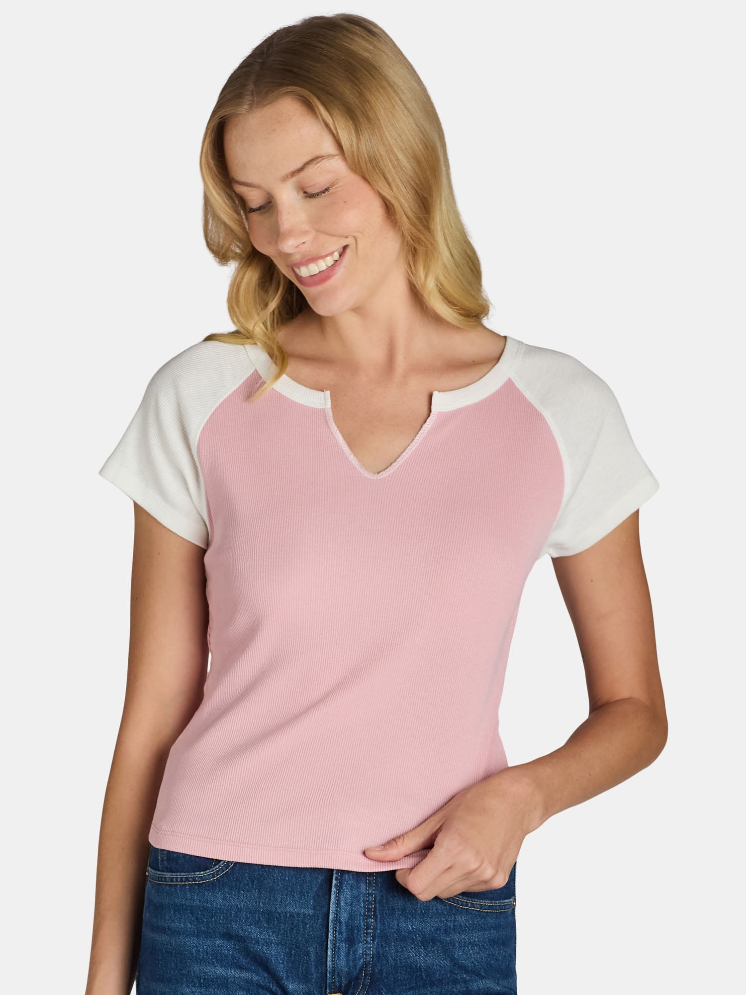 No Boundaries Raglan Tee Shirt, Women’s and Women’s Plus Sizes XXS-2XL ...