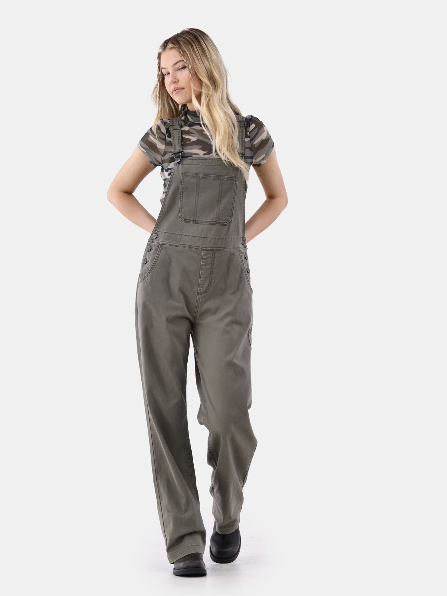 No Boundaries Women's Relaxed Denim Overalls, Women's & Women's Plus ...