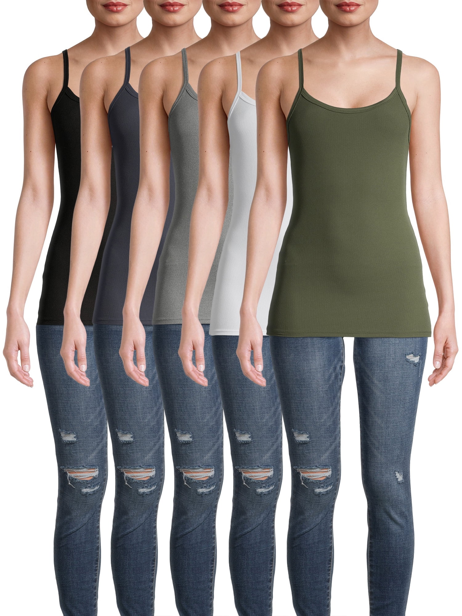 No Boundaries Rib Cami Top, 1 or 5-Pack, Women's - Walmart.com