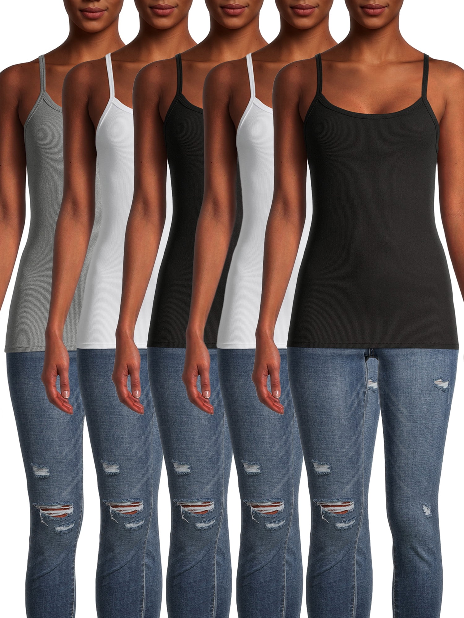 No Boundaries Rib Cami Top, 1 or 5-Pack, Women's - Walmart.com
