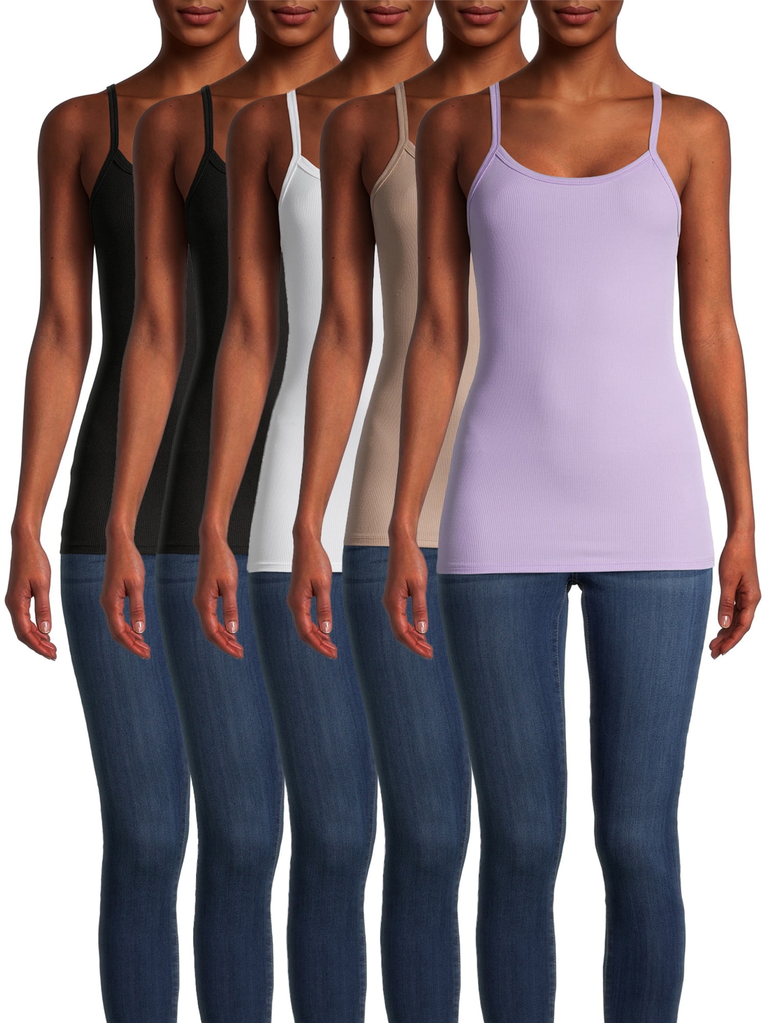 No Boundaries Rib Cami Top, 1 or 5-Pack, Women's - Walmart.com