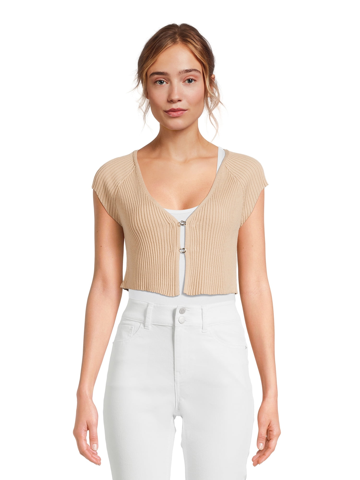 No Boundaries Ribbed Shrug, Women's and Women's Plus - Walmart.com