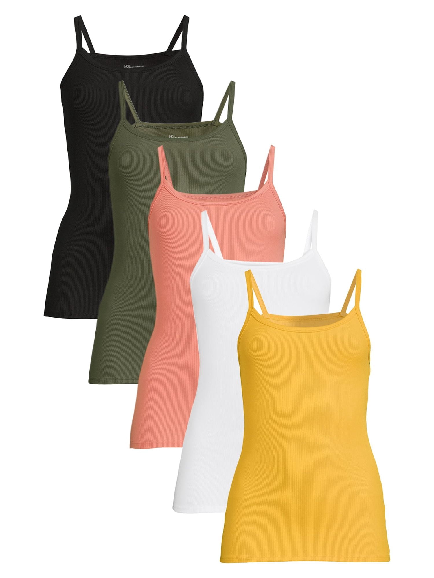 No Boundaries Juniors' Ribbed Cami Top, 5-Pack, Sizes XS-XXXL - Walmart.com