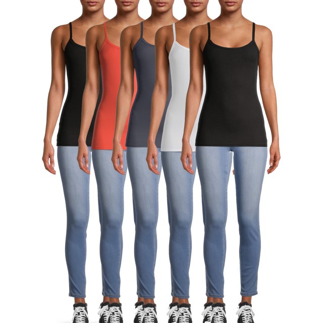 No Boundaries Juniors' Ribbed Cami Top, 5-Pack, Sizes XS-XXXL - Walmart.com