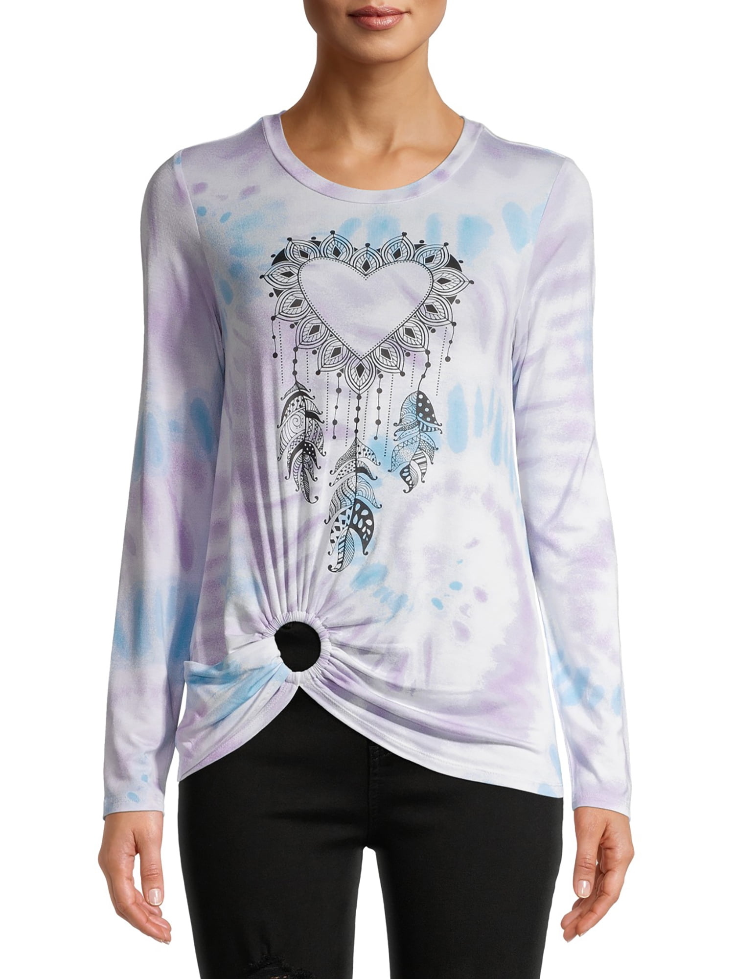 No Boundaries Juniors’ Ring Graphic Top - Walmart.com