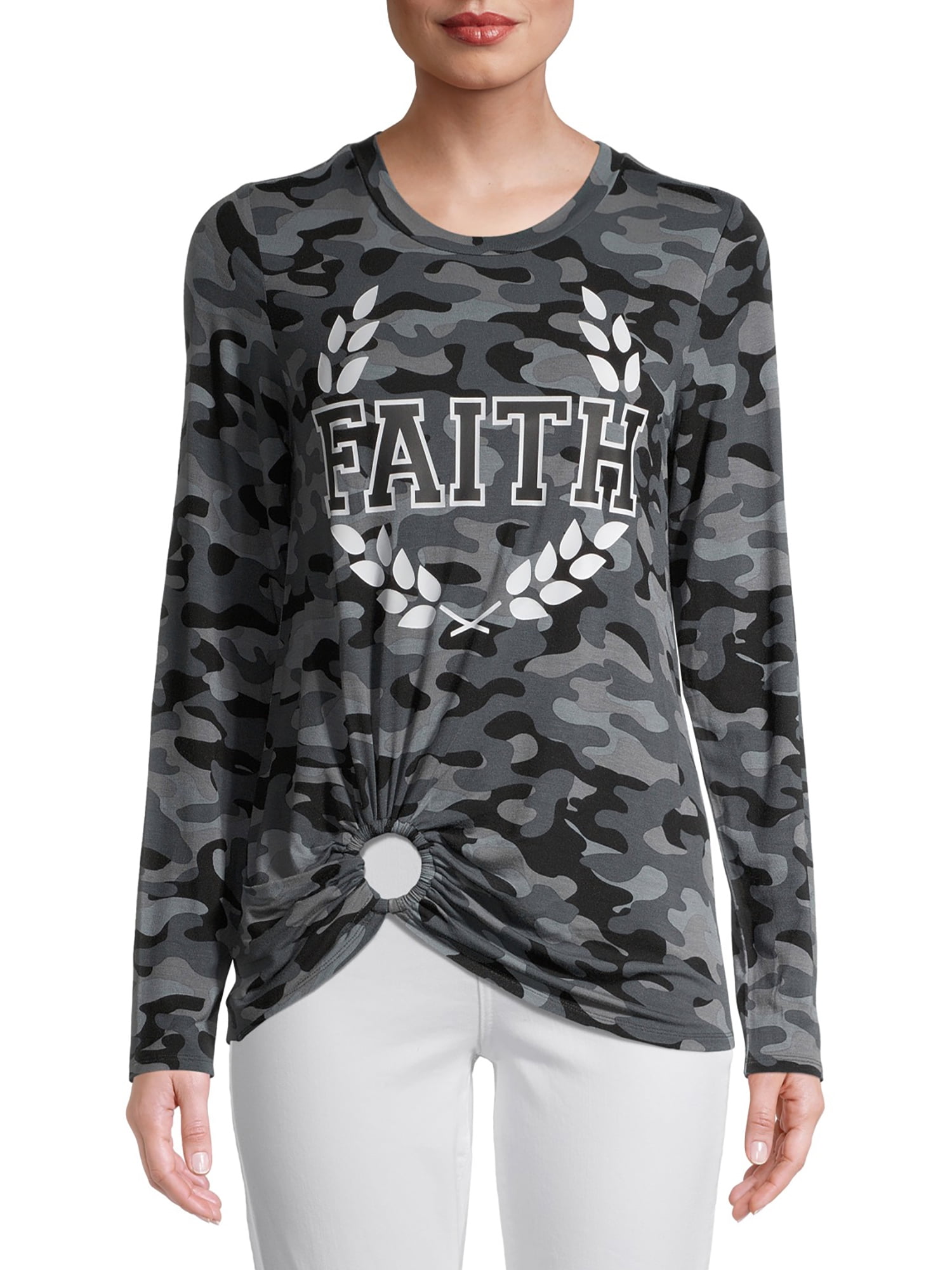 No Boundaries Juniors’ Ring Graphic Top - Walmart.com