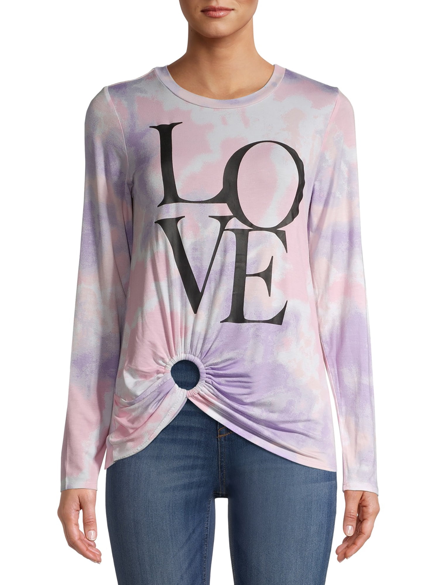 No Boundaries Juniors’ Ring Graphic Top - Walmart.com
