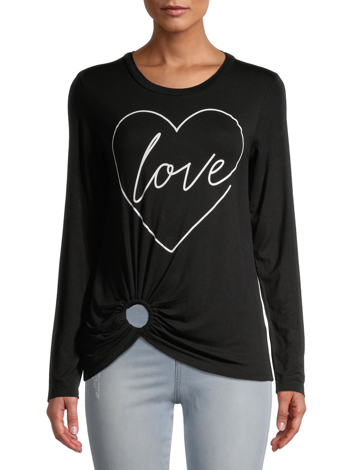 No Boundaries Juniors’ Ring Graphic Top - Walmart.com