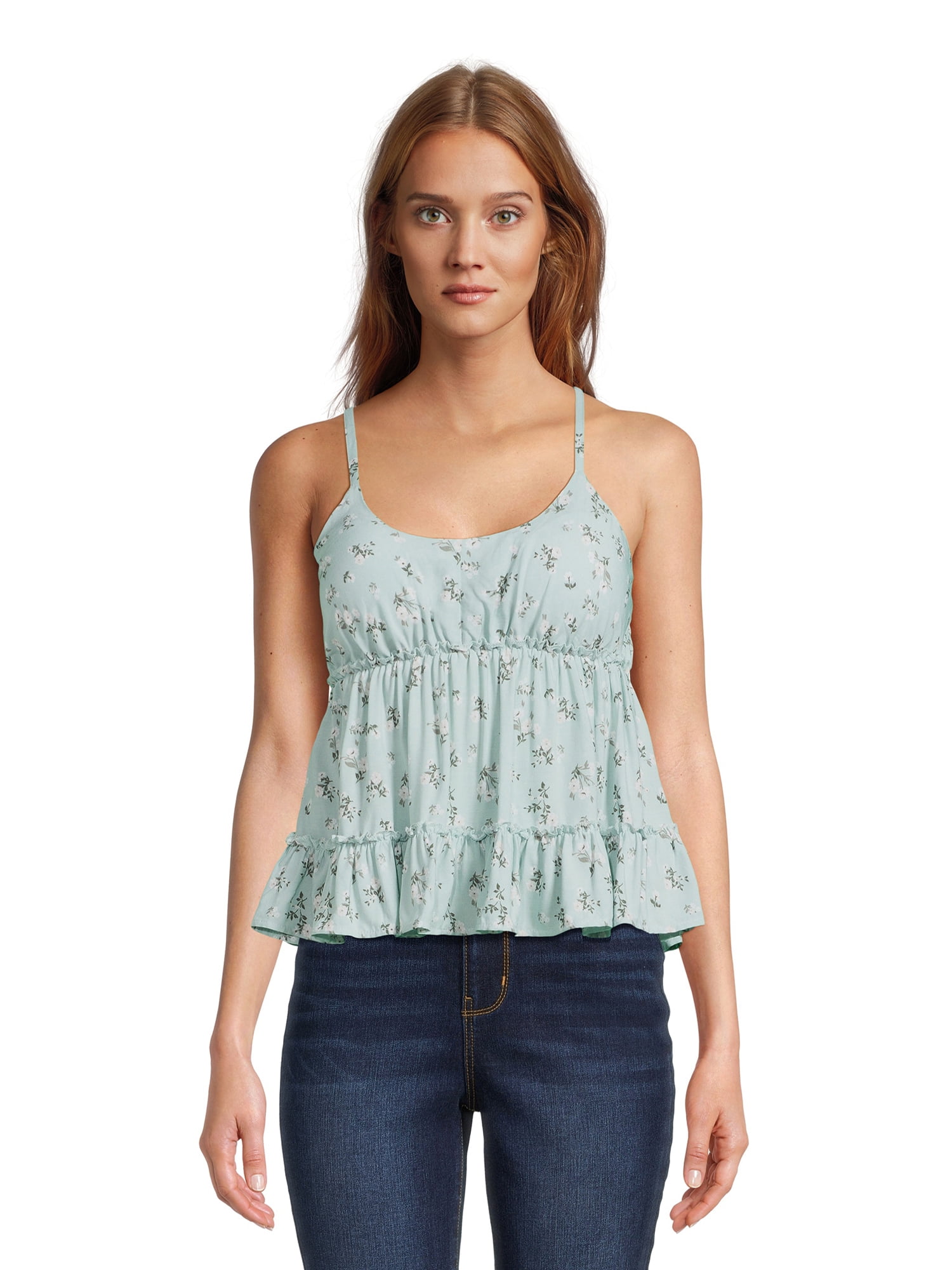 No Boundaries Juniors Ruffle Cami Top - Walmart.com