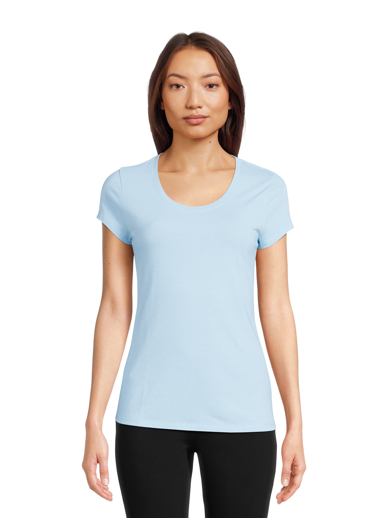 No Boundaries Scoop Neck Tee with Short Sleeves, 1 or 3-Pack, Women’s ...