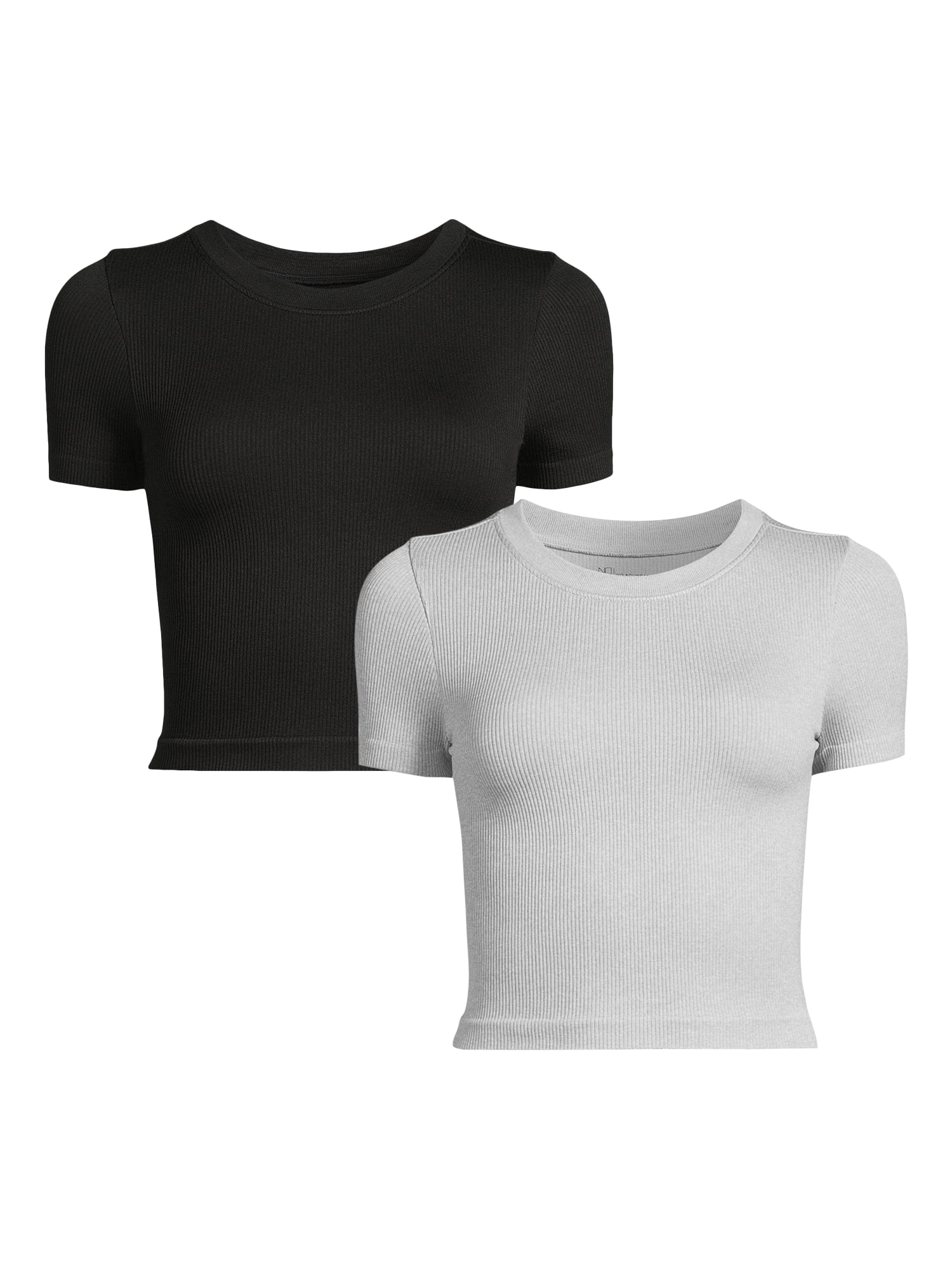 No Boundaries Seamless Crewneck Tee with Short Sleeves, 2-Pack, Women's ...