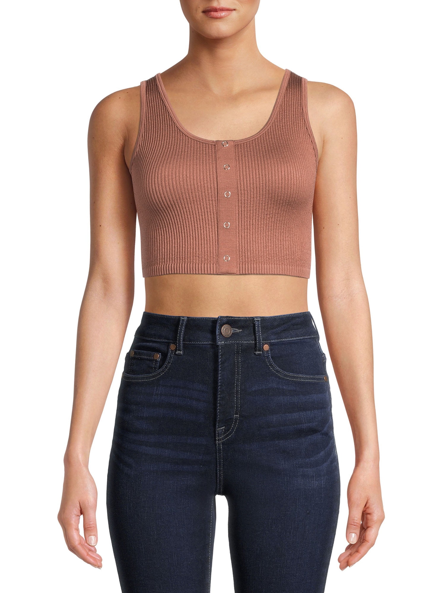 No Boundaries Juniors' Seamless Henley Bra - Walmart.com