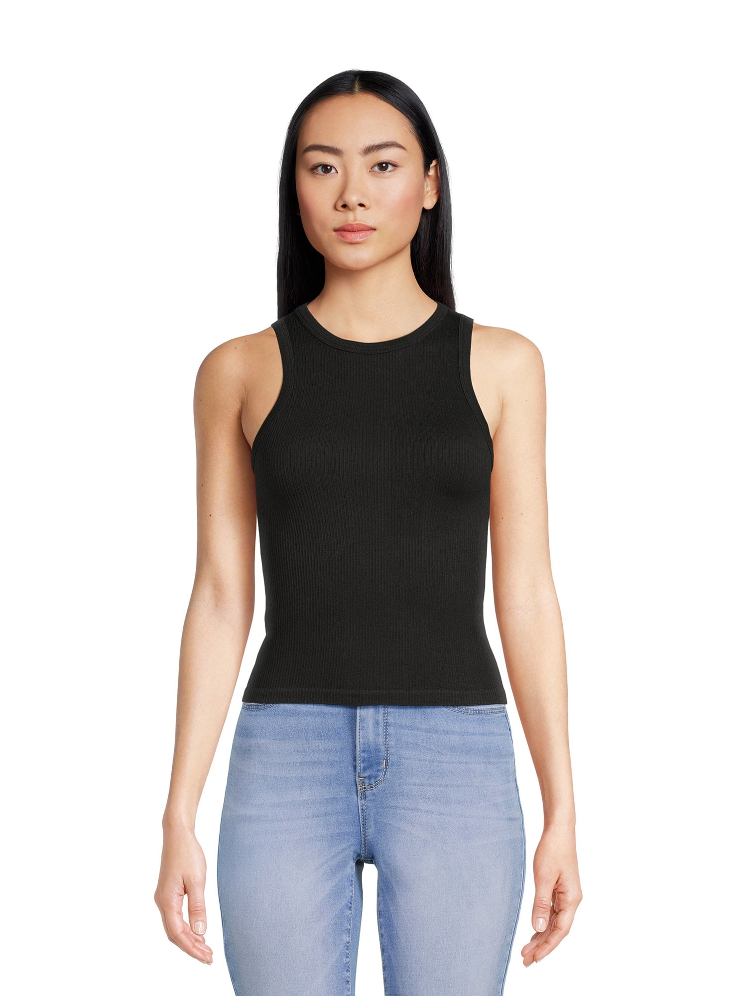No Boundaries Women's Seamless Tank Top, Plus Sizes, Nylon/Spandex ...