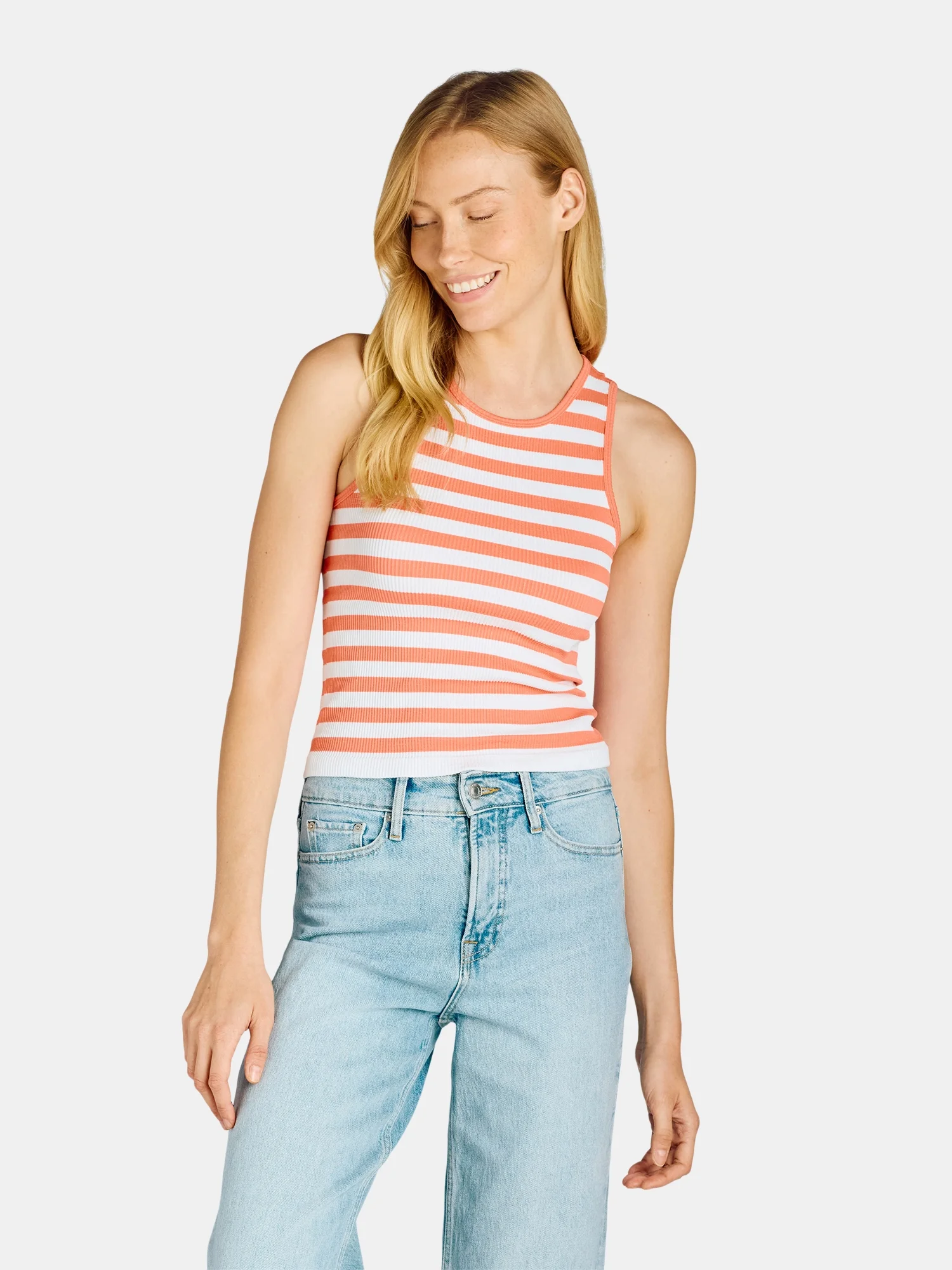 No Boundaries Seamless Ribbed Tank Top, Women’s and Women’s Plus ...