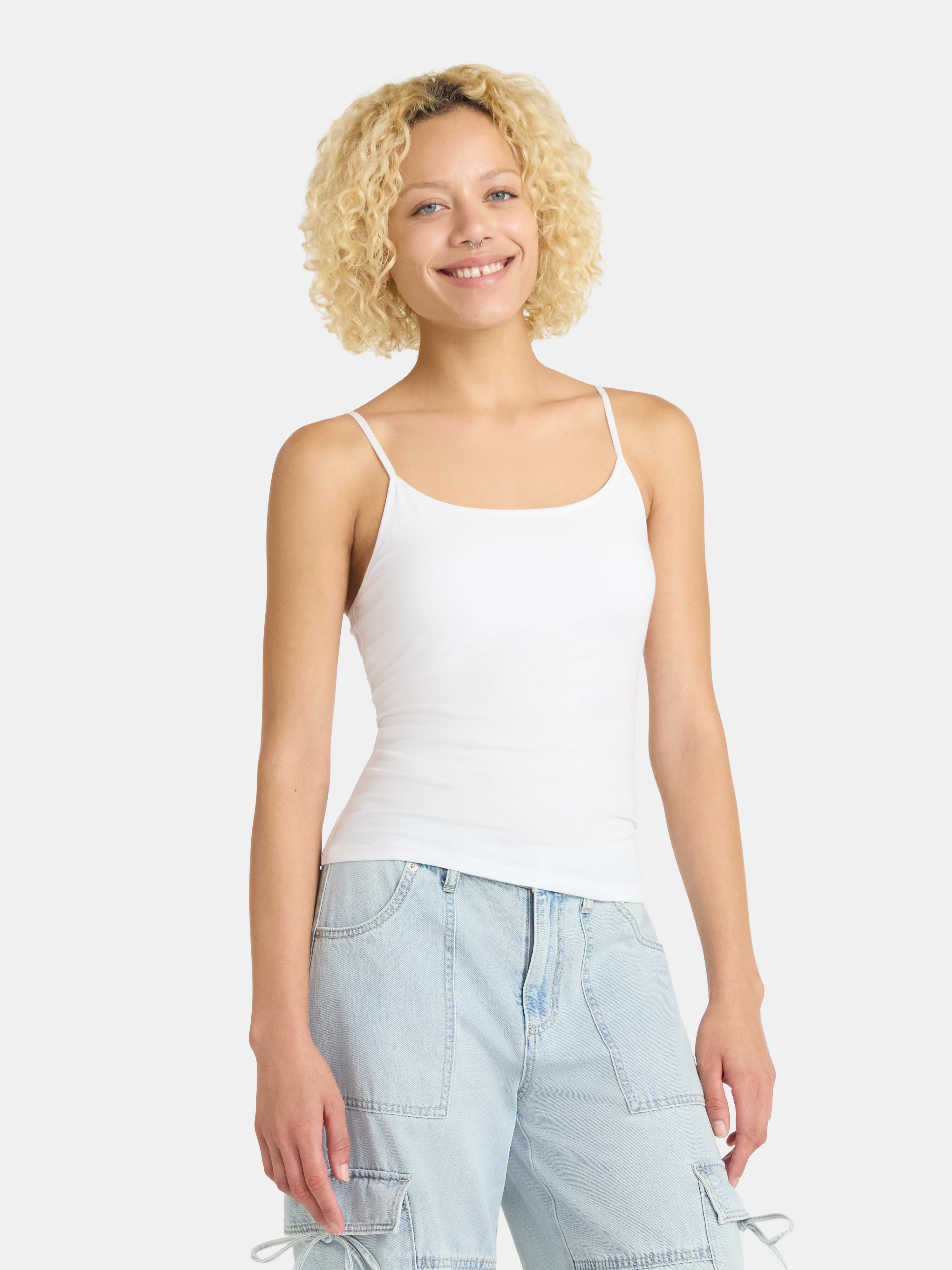 No Boundaries Cropped Shelf Bra Cami Top, Women's - Walmart.com
