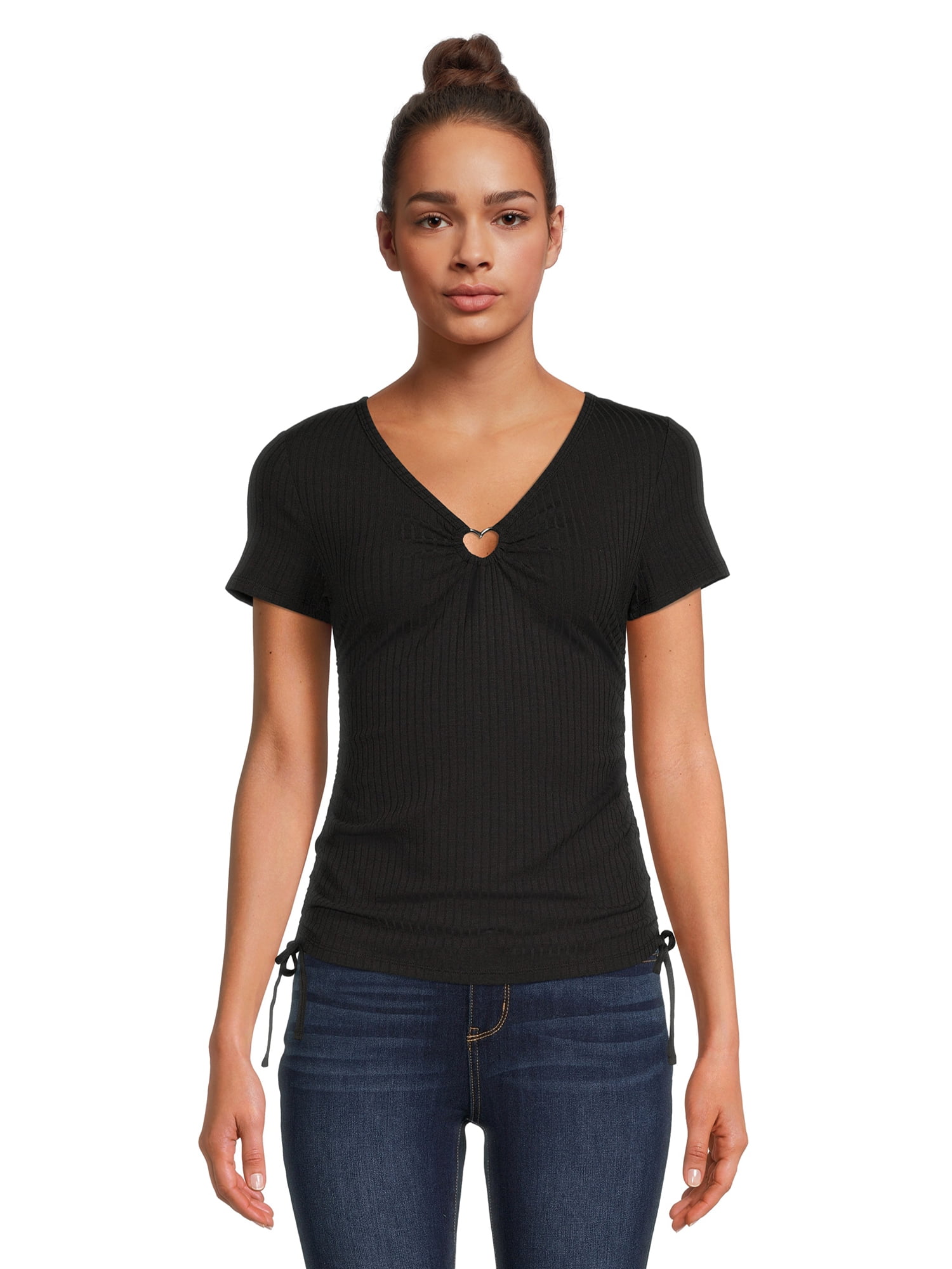 No Boundaries Juniors Side Ruched T-Shirt - Walmart.com