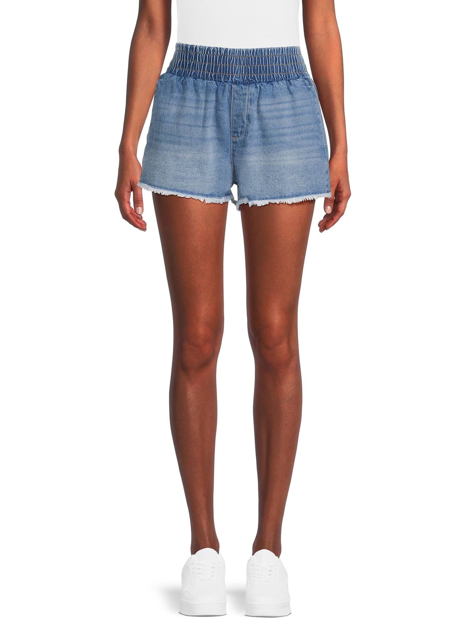 No Boundaries Juniors Smocked Waist Shorts, Sizes XS-3XL - Walmart.com