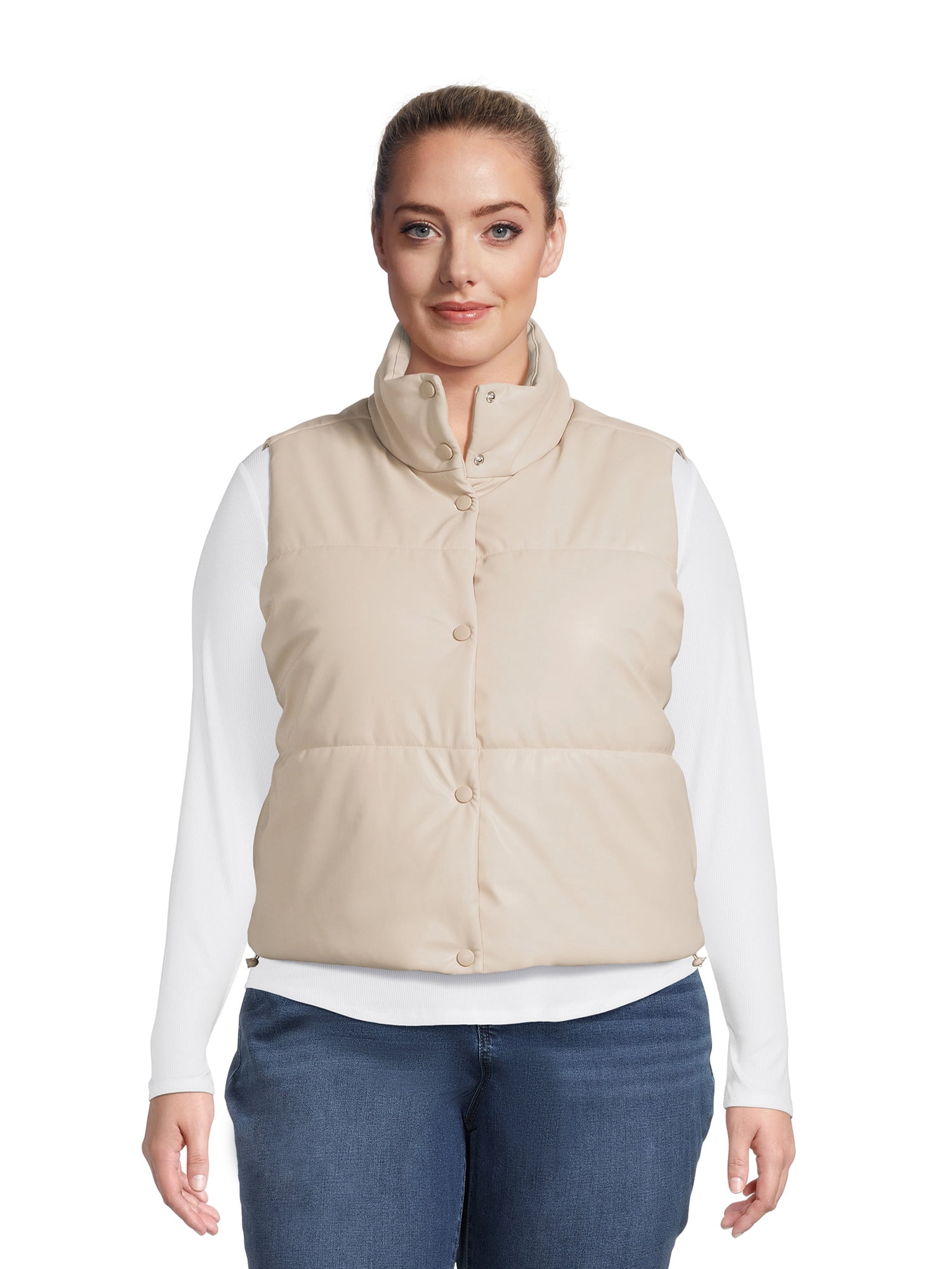 No Boundaries Juniors Standard and Plus Puffer Vest, Sizes XS-4X ...