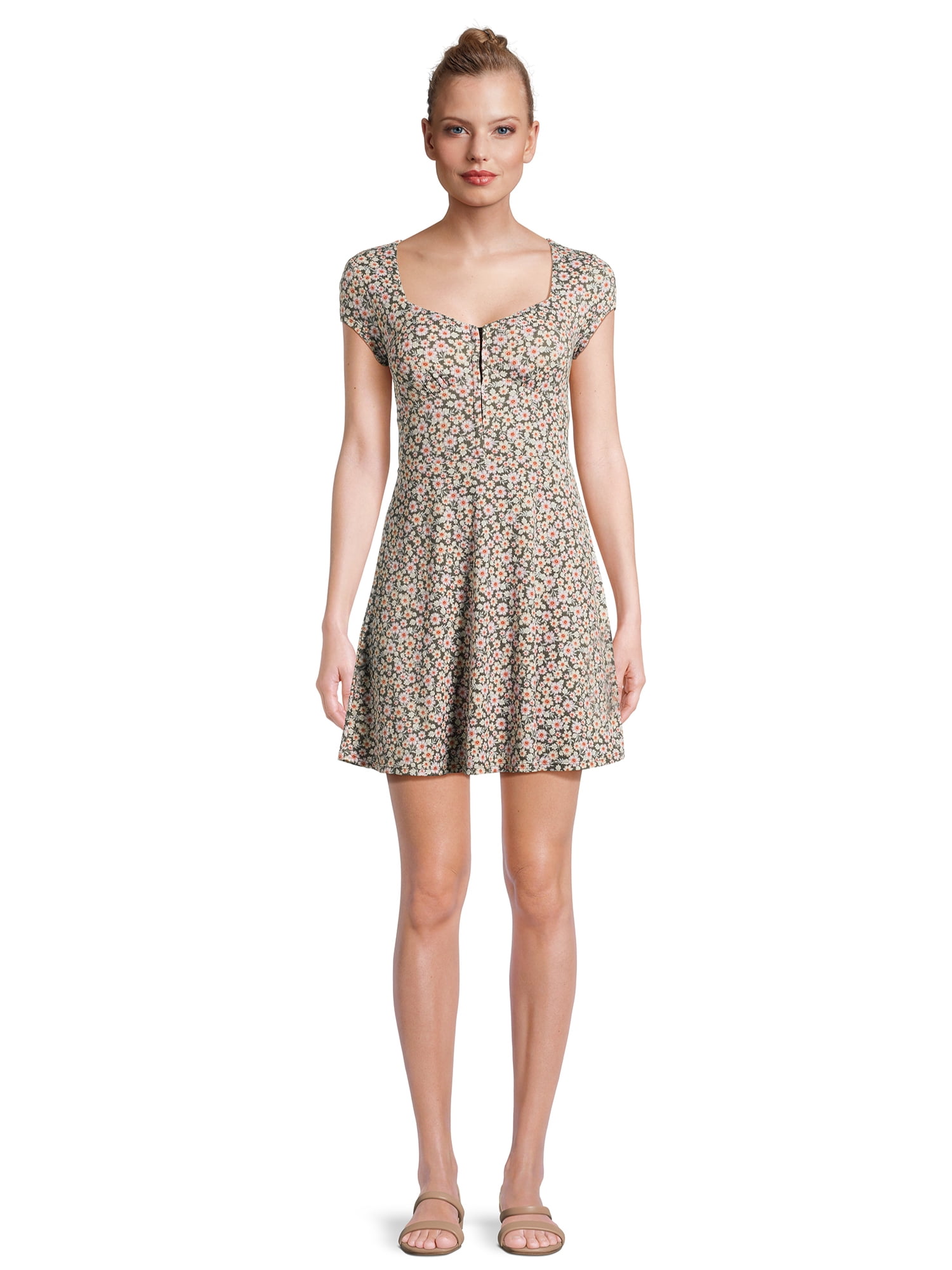 No Boundaries A Line Sundress - Floral Print Dress - Walmart.com