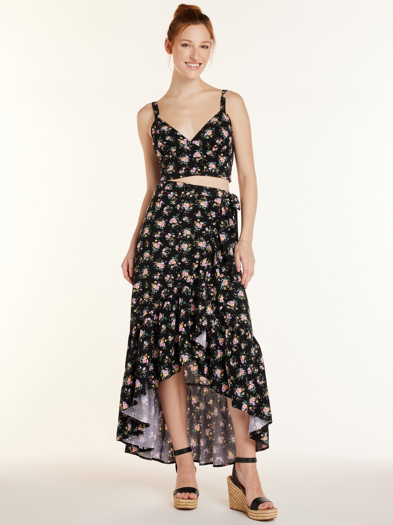 No Boundaries Juniors Ruffle Skirt Set - Walmart.com