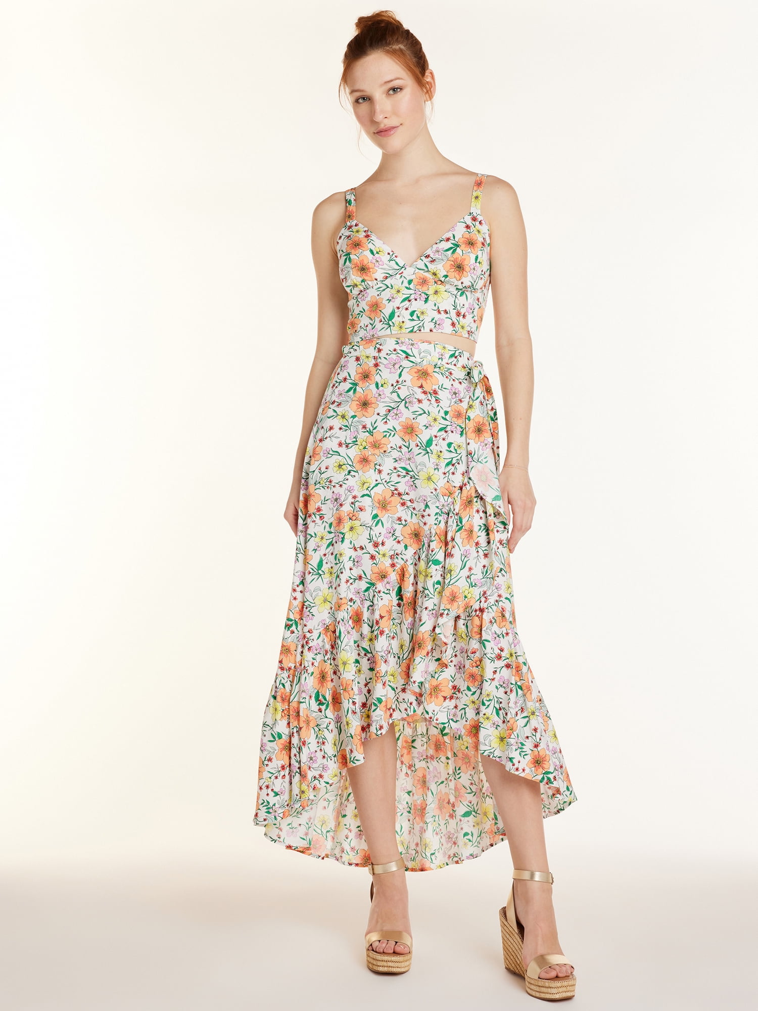 No Boundaries Juniors Ruffle Skirt Set - Walmart.com