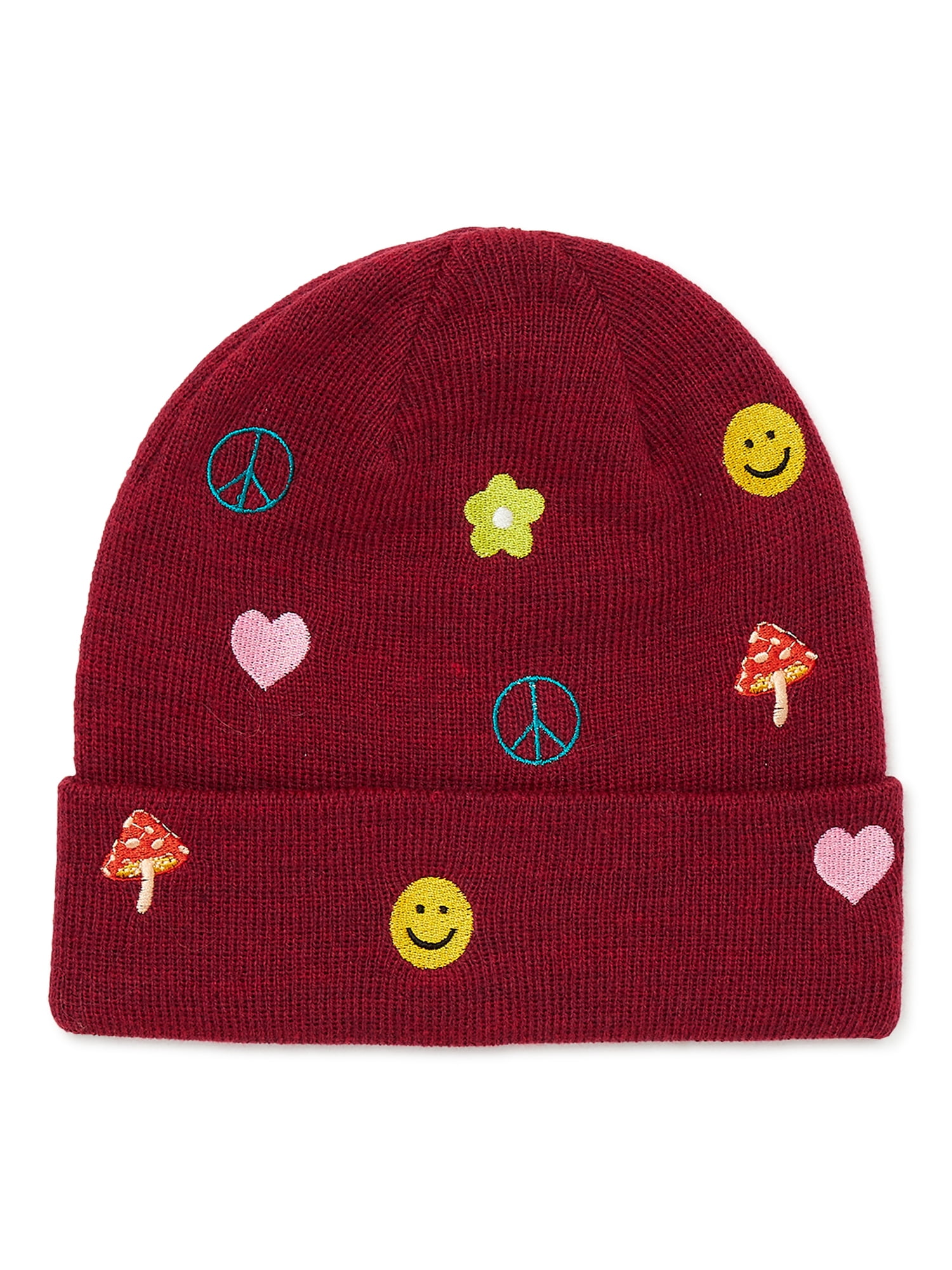No Boundaries Juniors' Tossed Pattern Icon Beanie - Walmart.com
