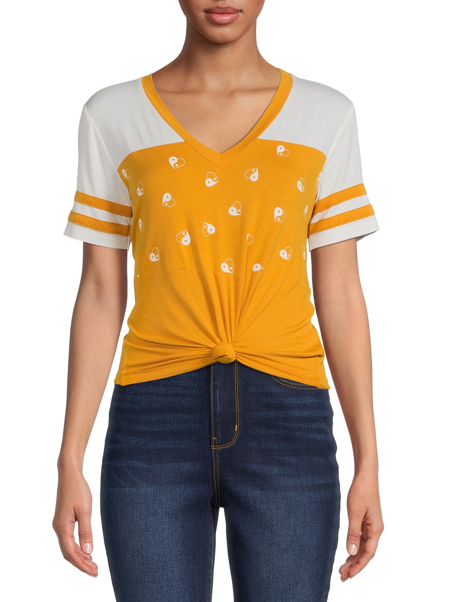 No Boundaries Tee - Relaxed Fit V-Neck T-Shirt - Walmart.com