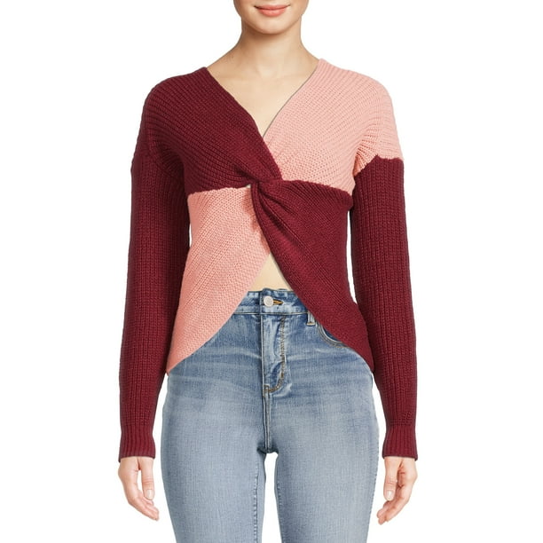 No Boundaries Juniors Twisted Front Sweater - Walmart Business Supplies
