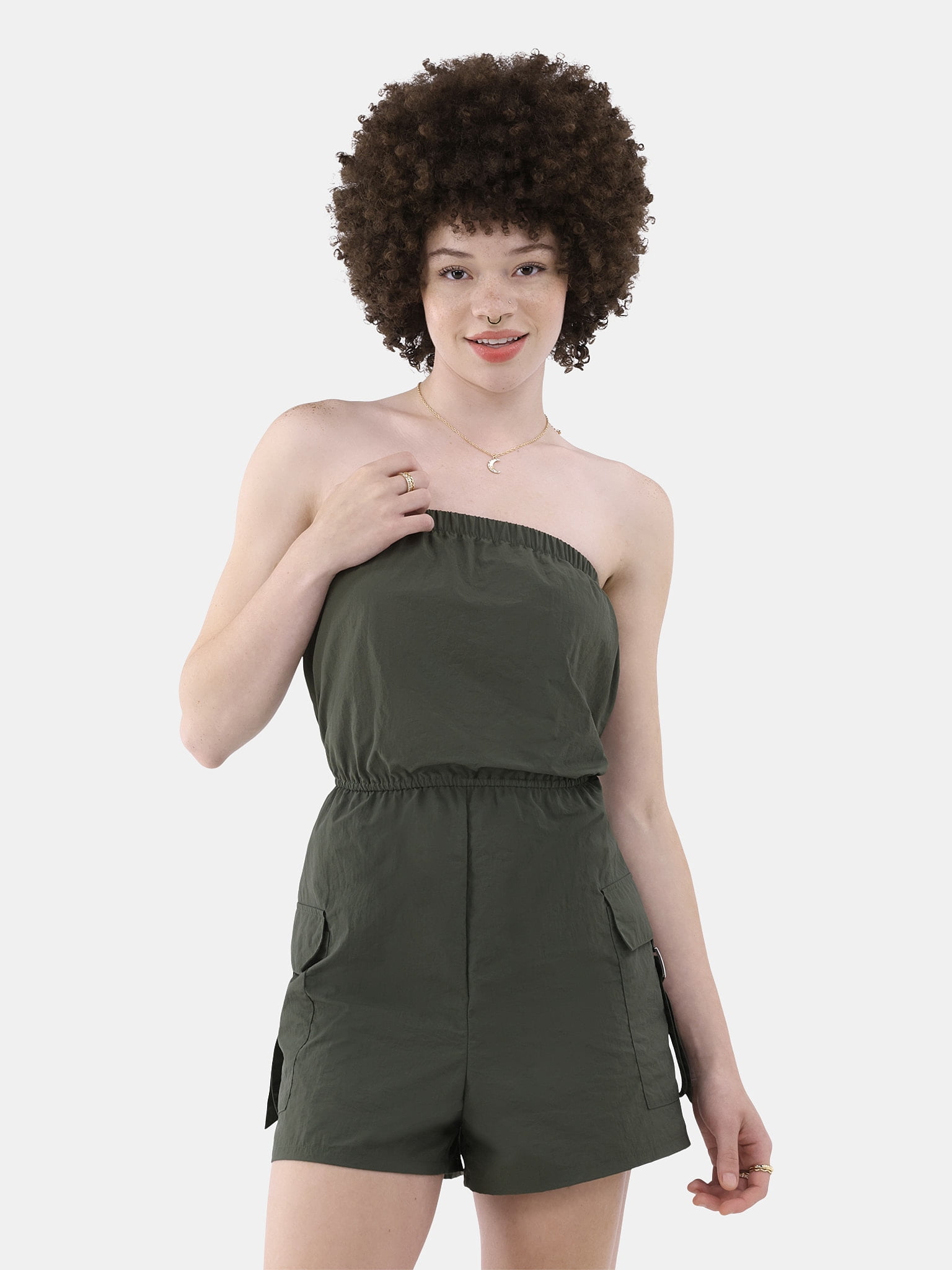 No Boundaries Utility Romper, Women’s and Women’s Plus - Walmart.com